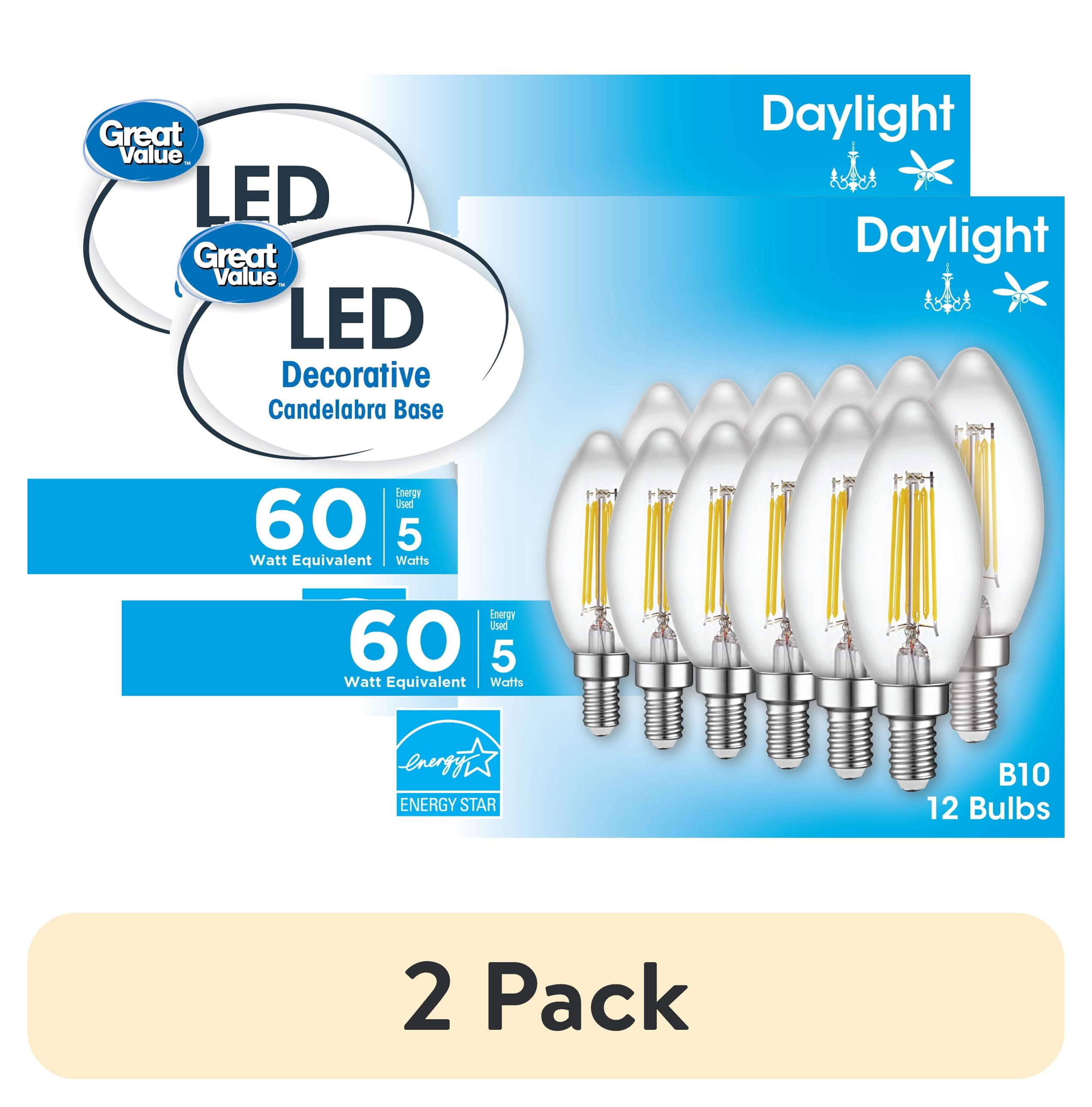 (2 pack) Great Value LED Light Bulb, 5.5 Watts (60W Equivalent) B10 ...
