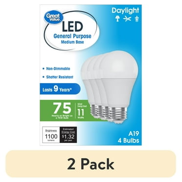 Great Value General Purpose Medium Base LED Bulbs, 4 count - Walmart.com
