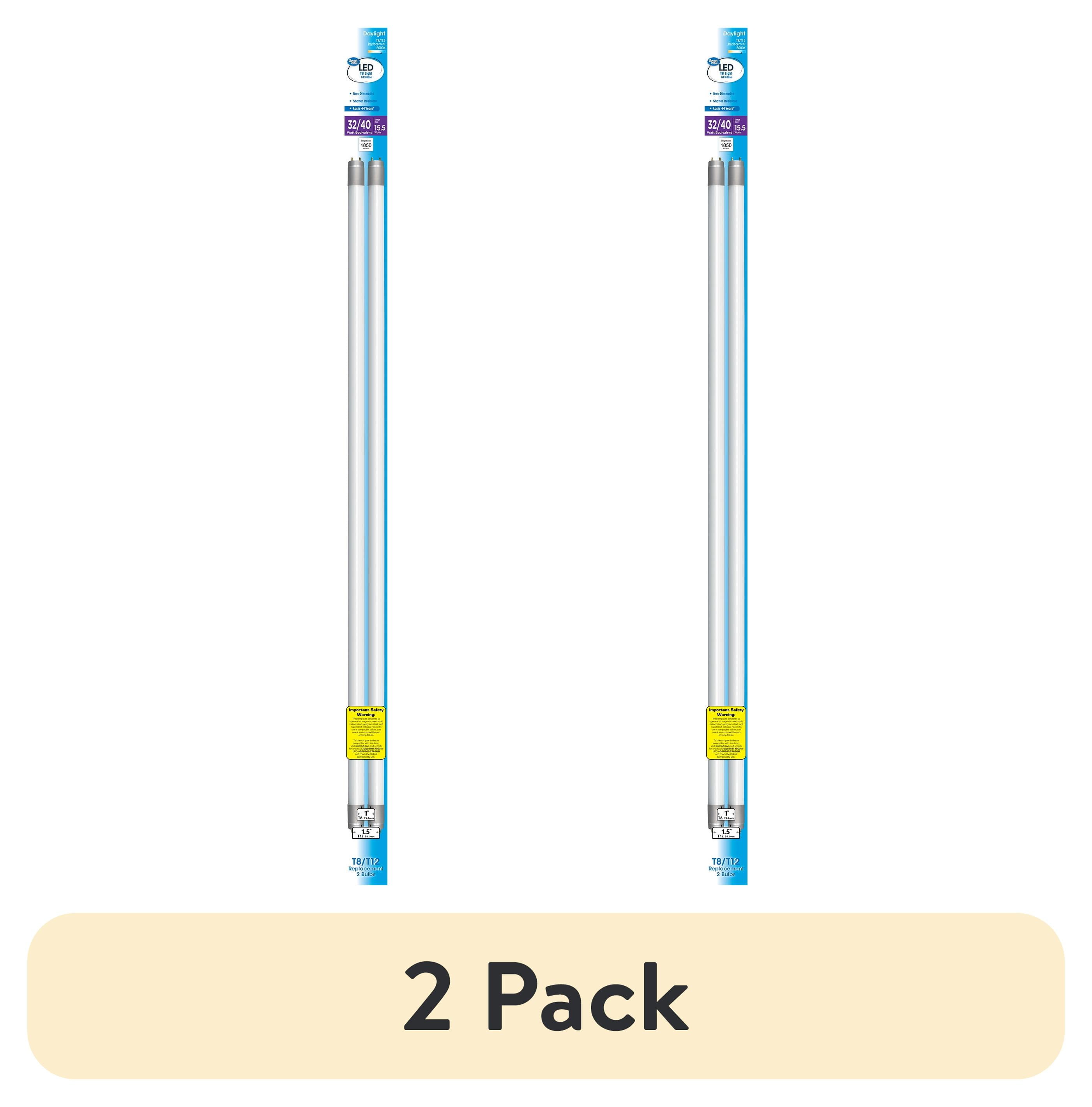 (2 pack) Great Value LED Tube, 17 Watts (32W/40W Equivalent) T8/T12 ...