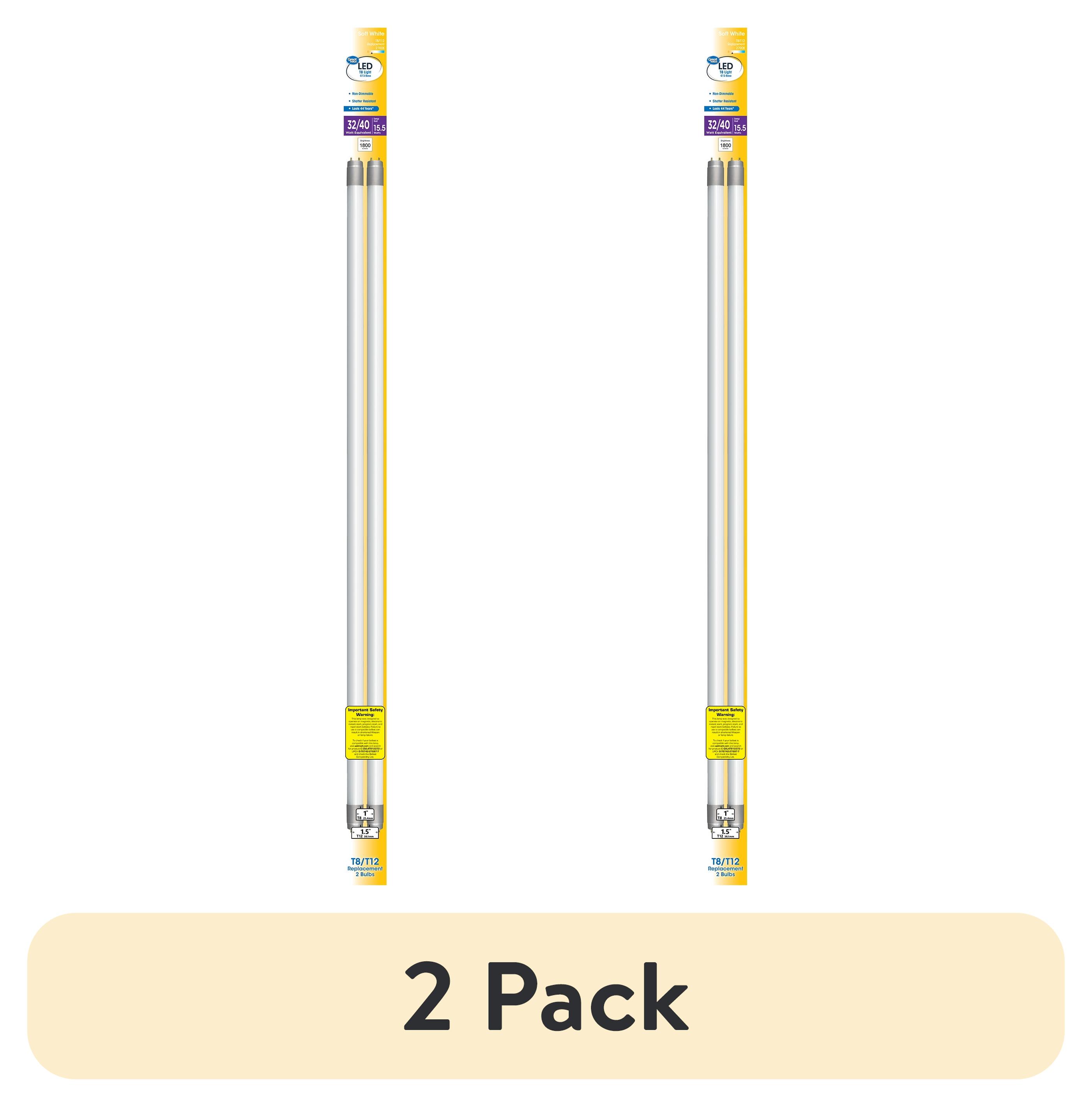 (2 pack) Great Value LED Tube, 17W (32W/40W Equivalent) T8/T12 ...