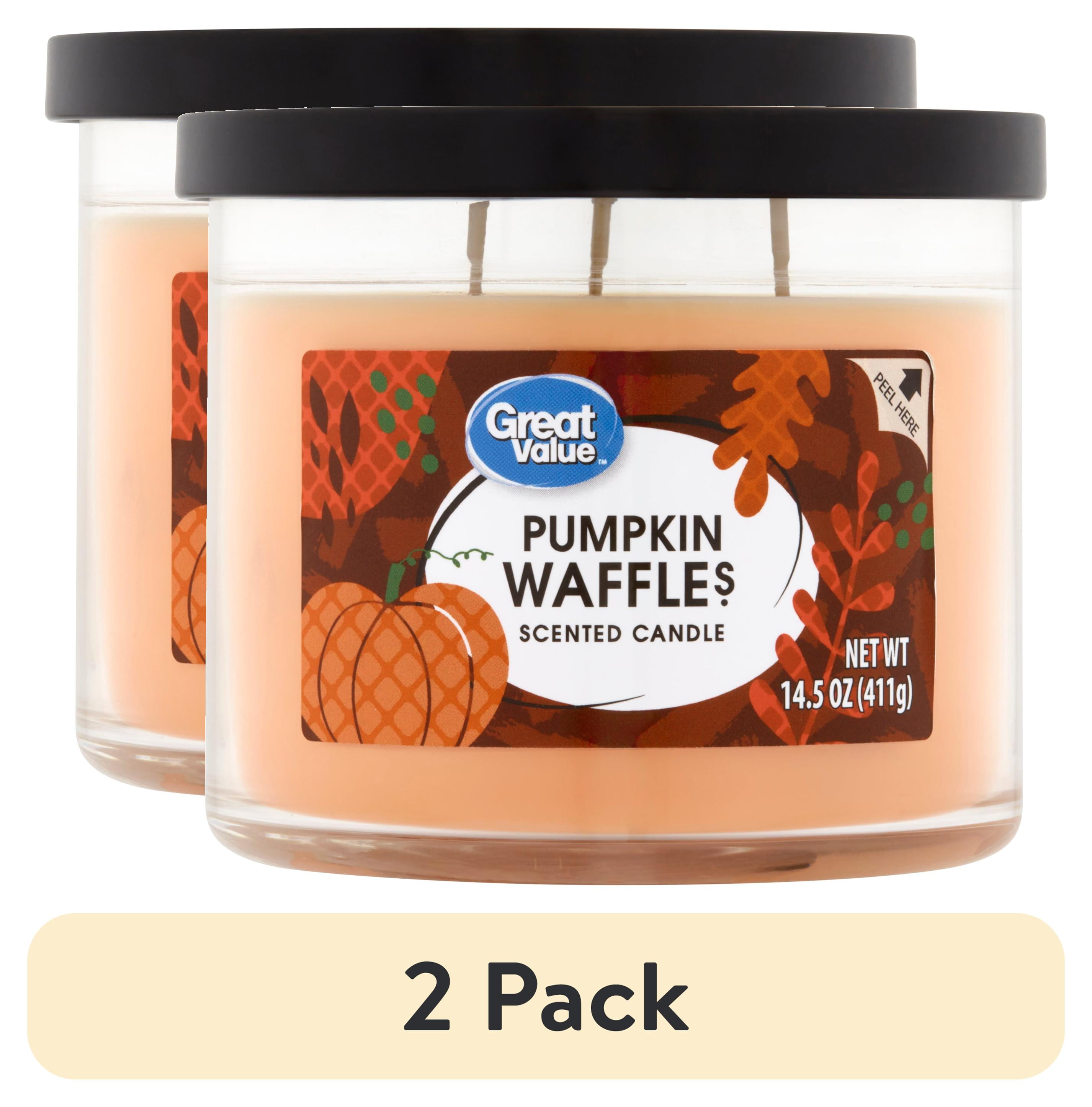 Great Value Pumpkin Waffles Scented Candle 2 Pack 14.5 oz Soy Wax Multi ...