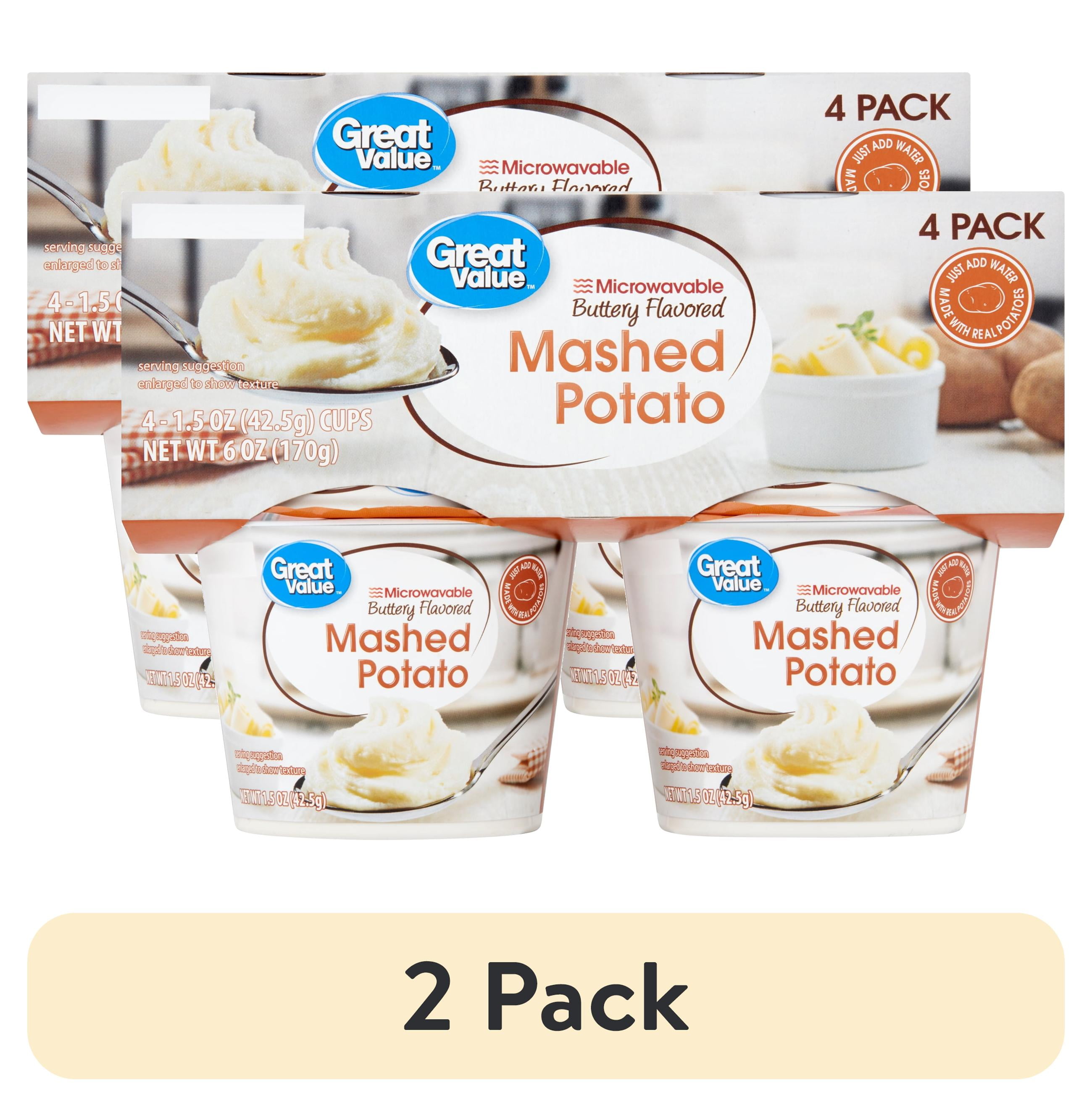 (2 pack) Great Value Microwavable Buttery Flavored Mashed Potato, 1.5 ...
