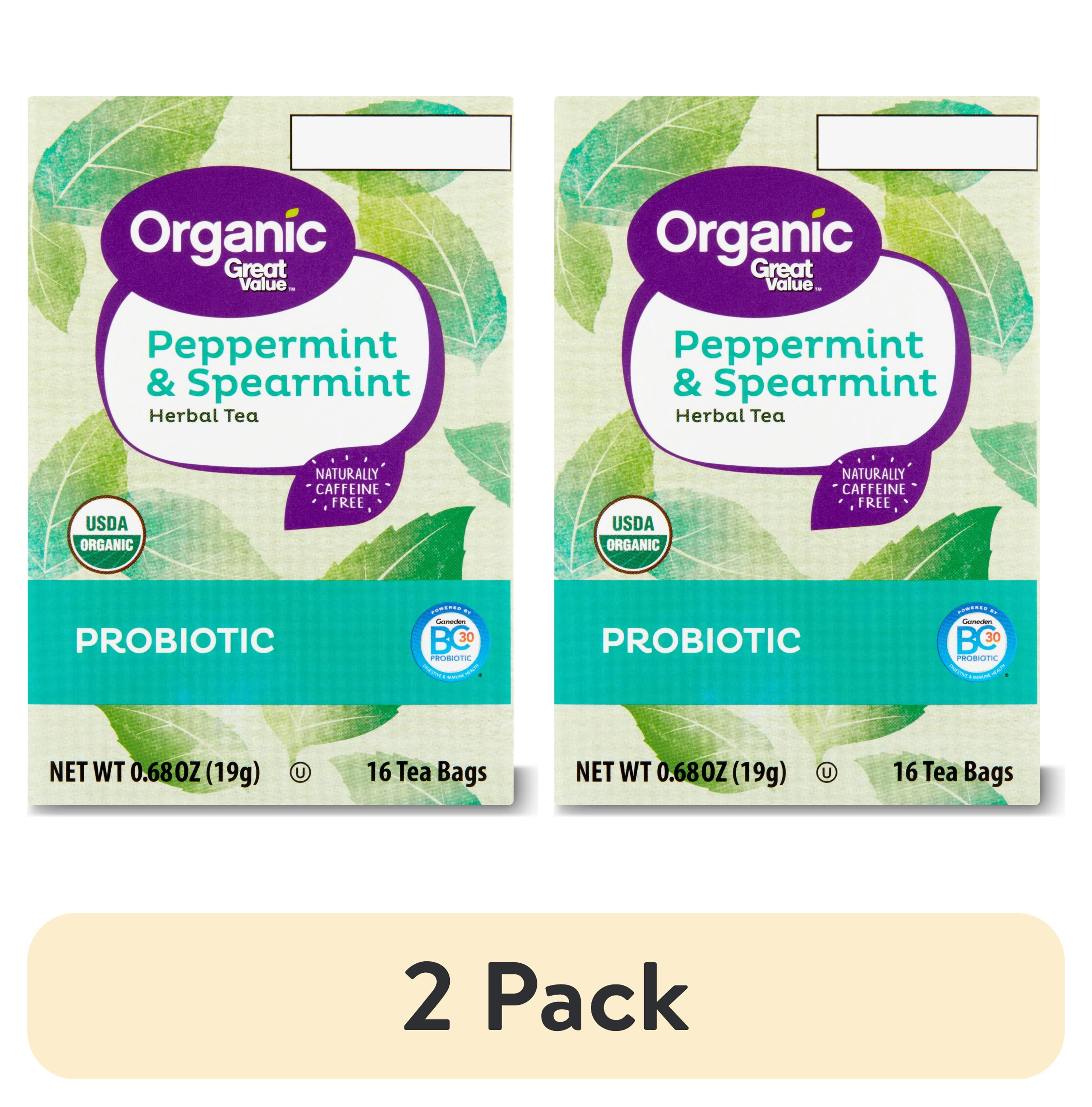 (2 pack) Great Value Organic Peppermint & Spearmint Probiotic Herbal ...