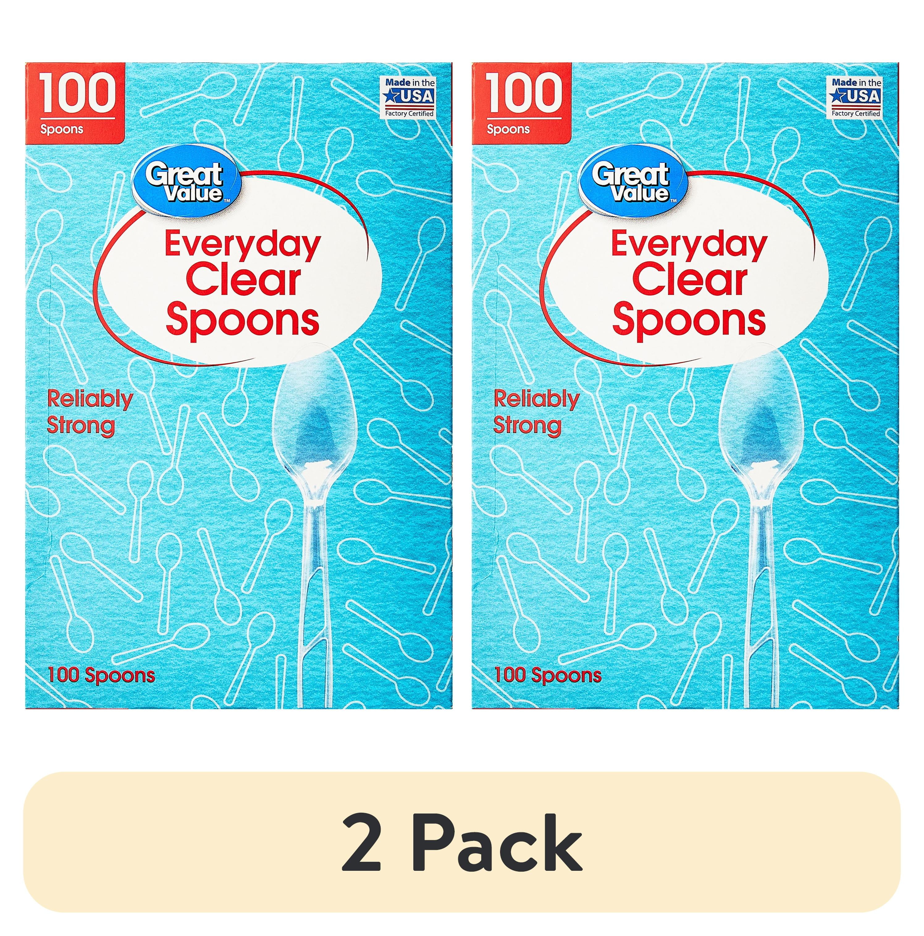 (2 pack) Great Value Plastic Everyday Clear Spoons, 100 Count - Walmart.com