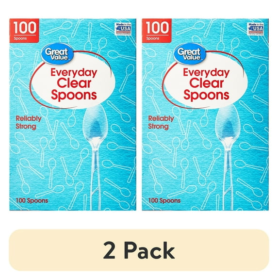 (2 pack) Great Value Plastic Everyday Clear Spoons, 100 Count - Walmart.com