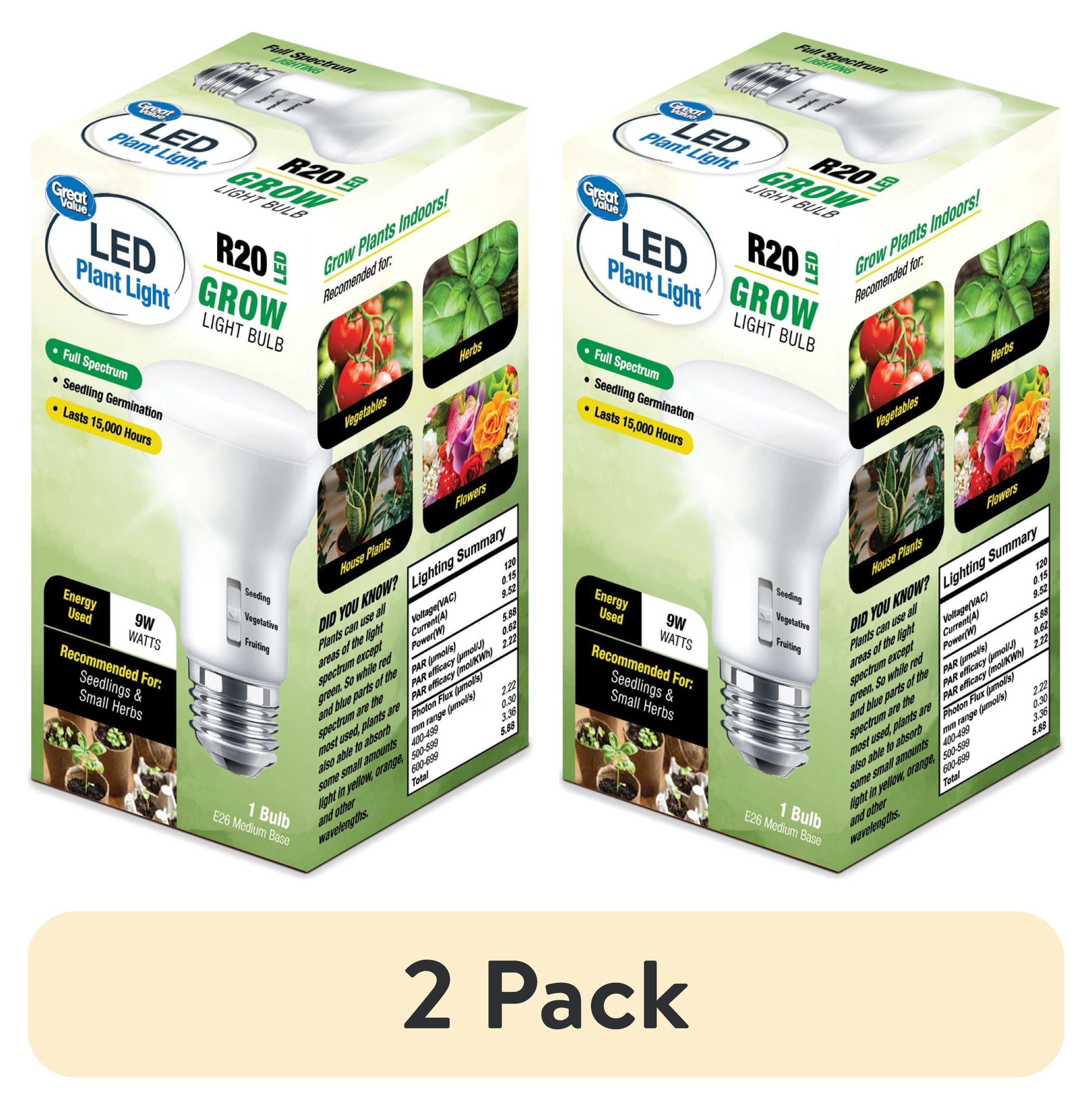 (2 pack) Great Value R20 Color Selectable Grow Light Bulb - Walmart.com