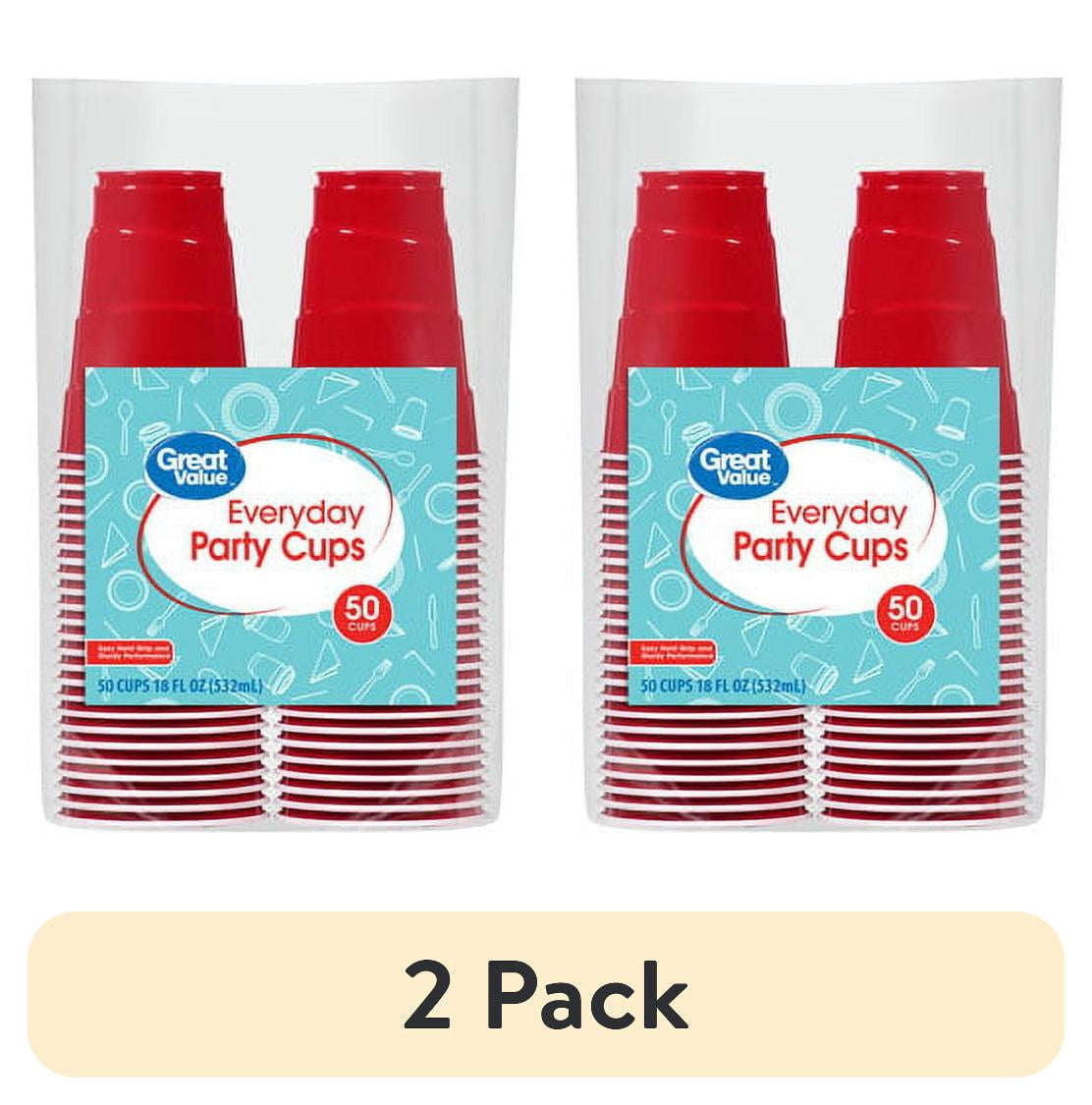 (2 pack) Great Value Red Disposable Plastic Party Cups, 18 oz, 50 Count ...