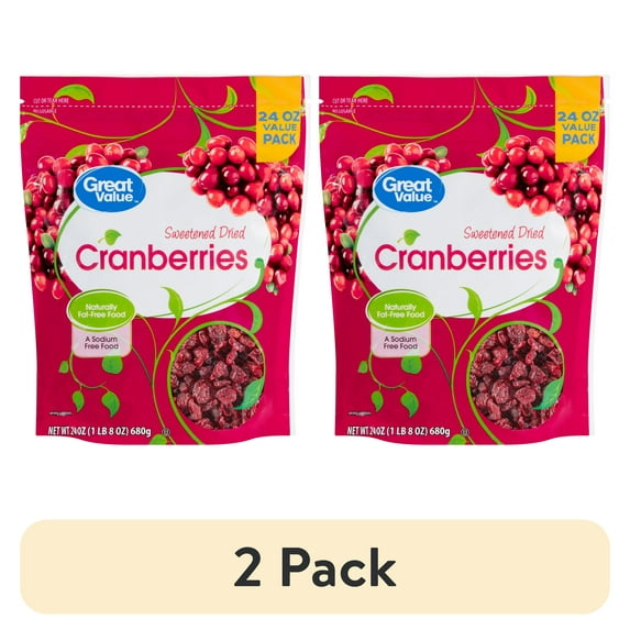 (2 pack) Great Value Sweetened Dried Cranberries, 24 oz - Walmart.com