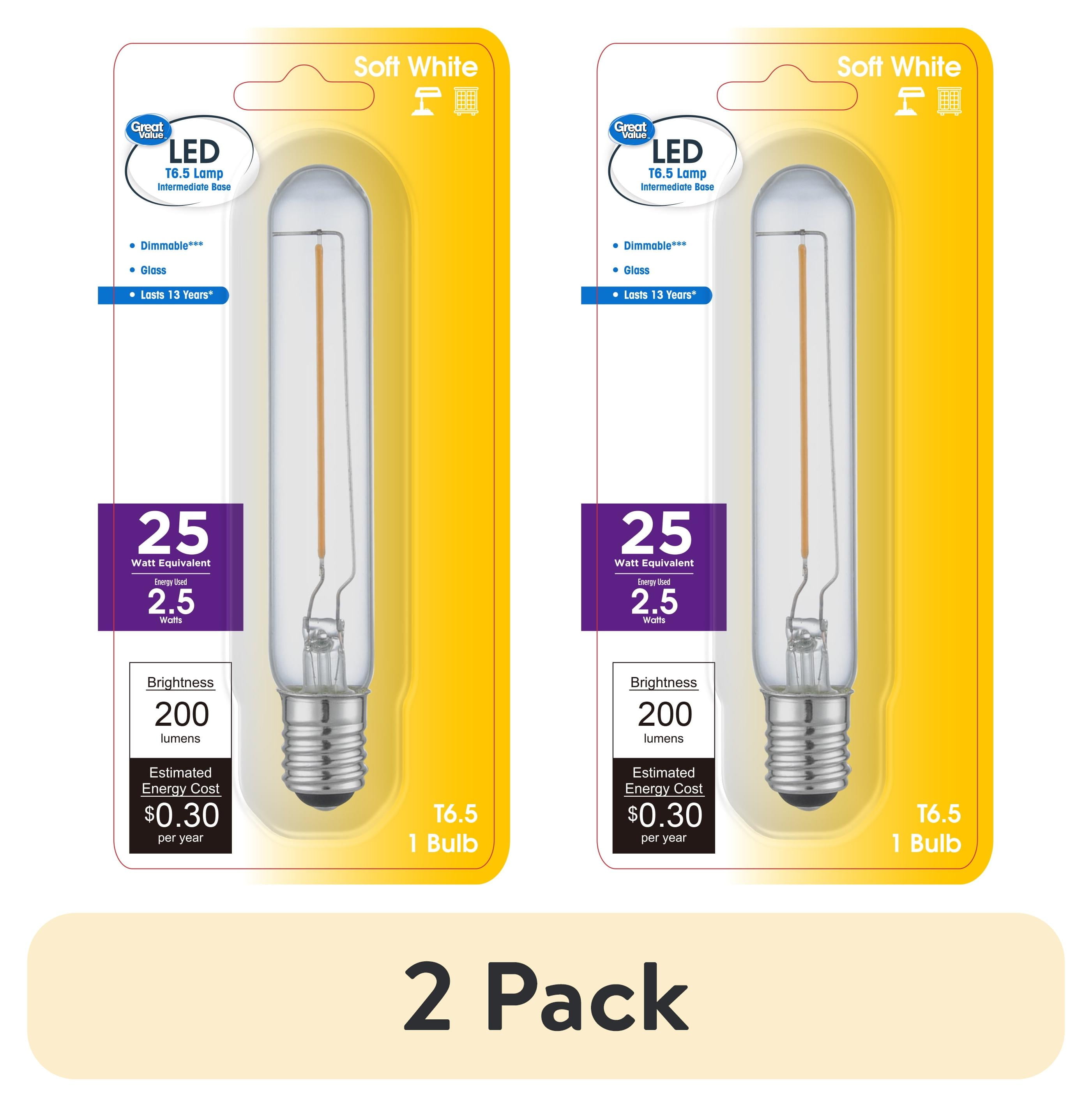 (2 pack) Great Value T6.5 LED Tubular Bulb, 2.5-Watt (25W Equivalent ...