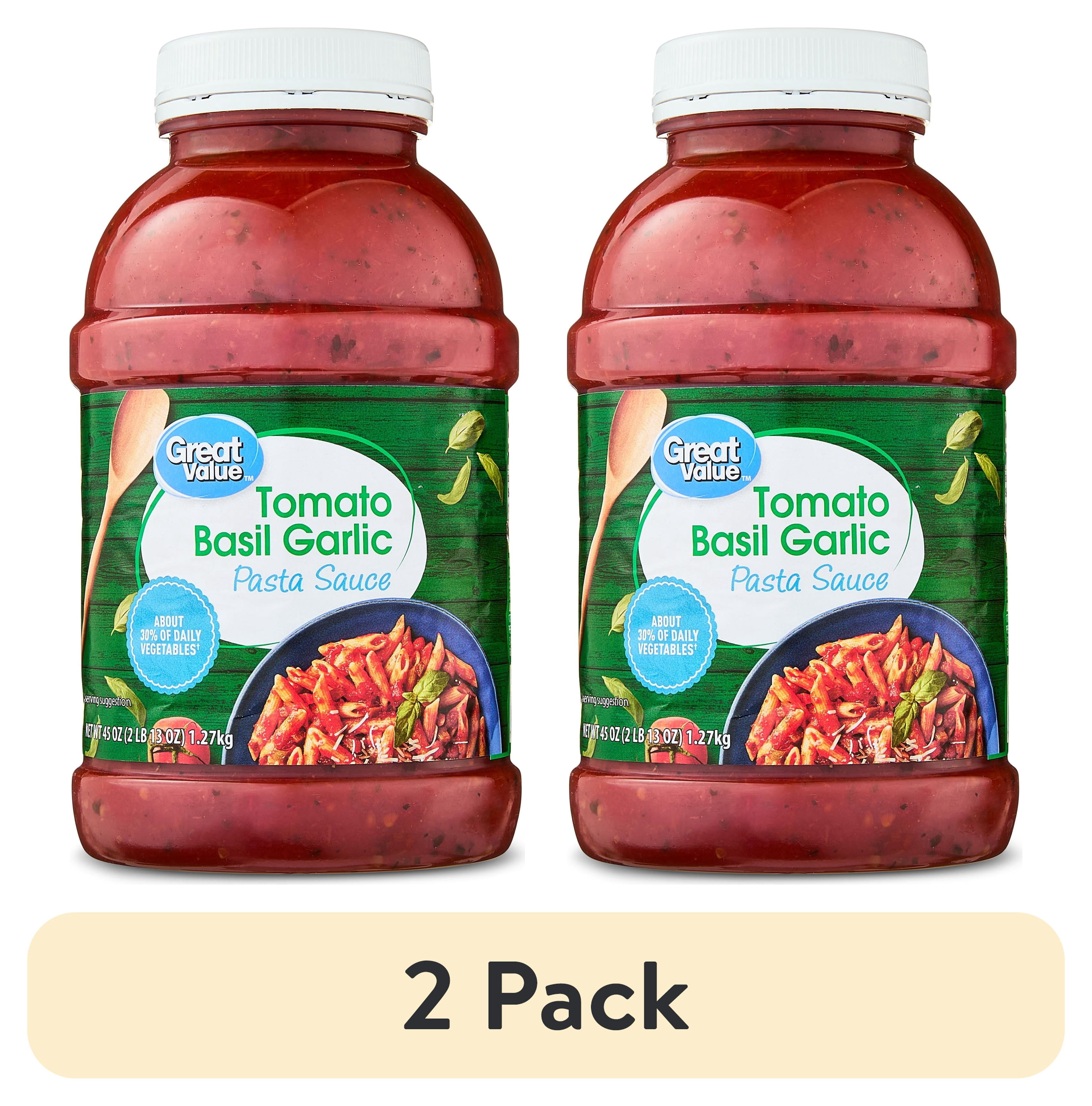 (2 pack) Great Value Tomato Basil Garlic Pasta Sauce, 45 oz Jar ...