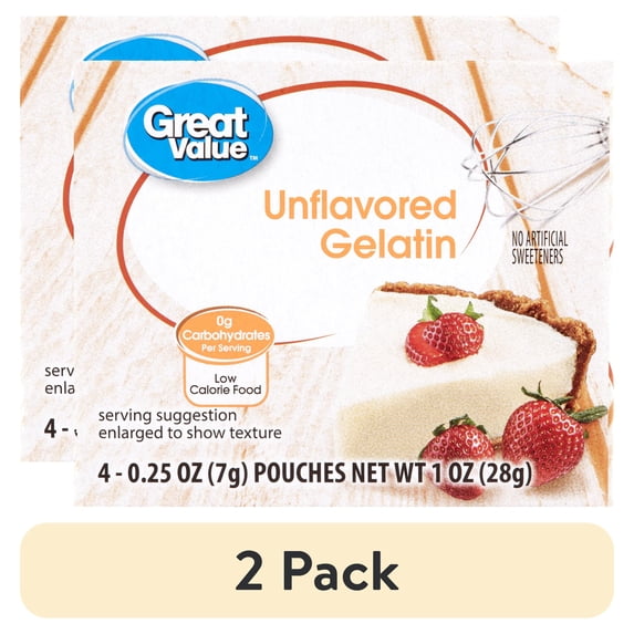 (2 pack) Great Value Unflavored Gelatin, 0.25 oz, 4 Count - Walmart.com