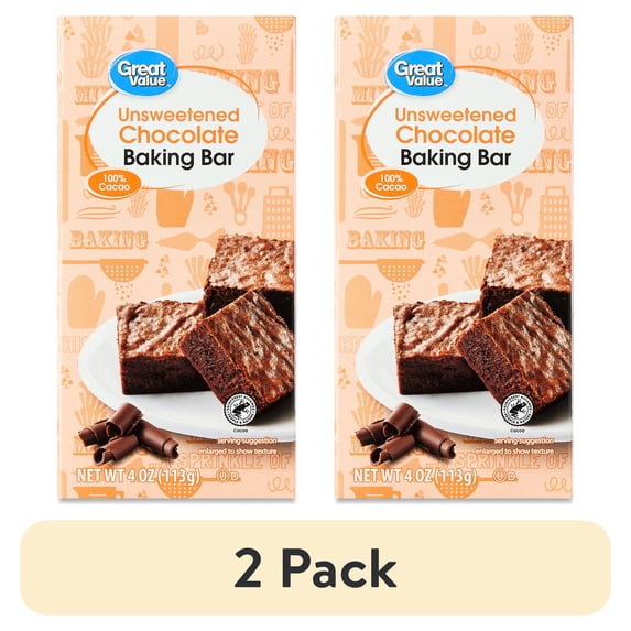 (2 pack) Great Value Unsweetened Chocolate Baking Bar, 4 oz - Walmart.com