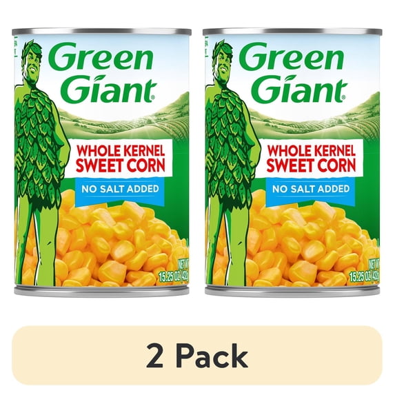 (2 pack) Green Giant Sweet Corn, No Salt Added, Whole Kernel, 15.25 oz ...