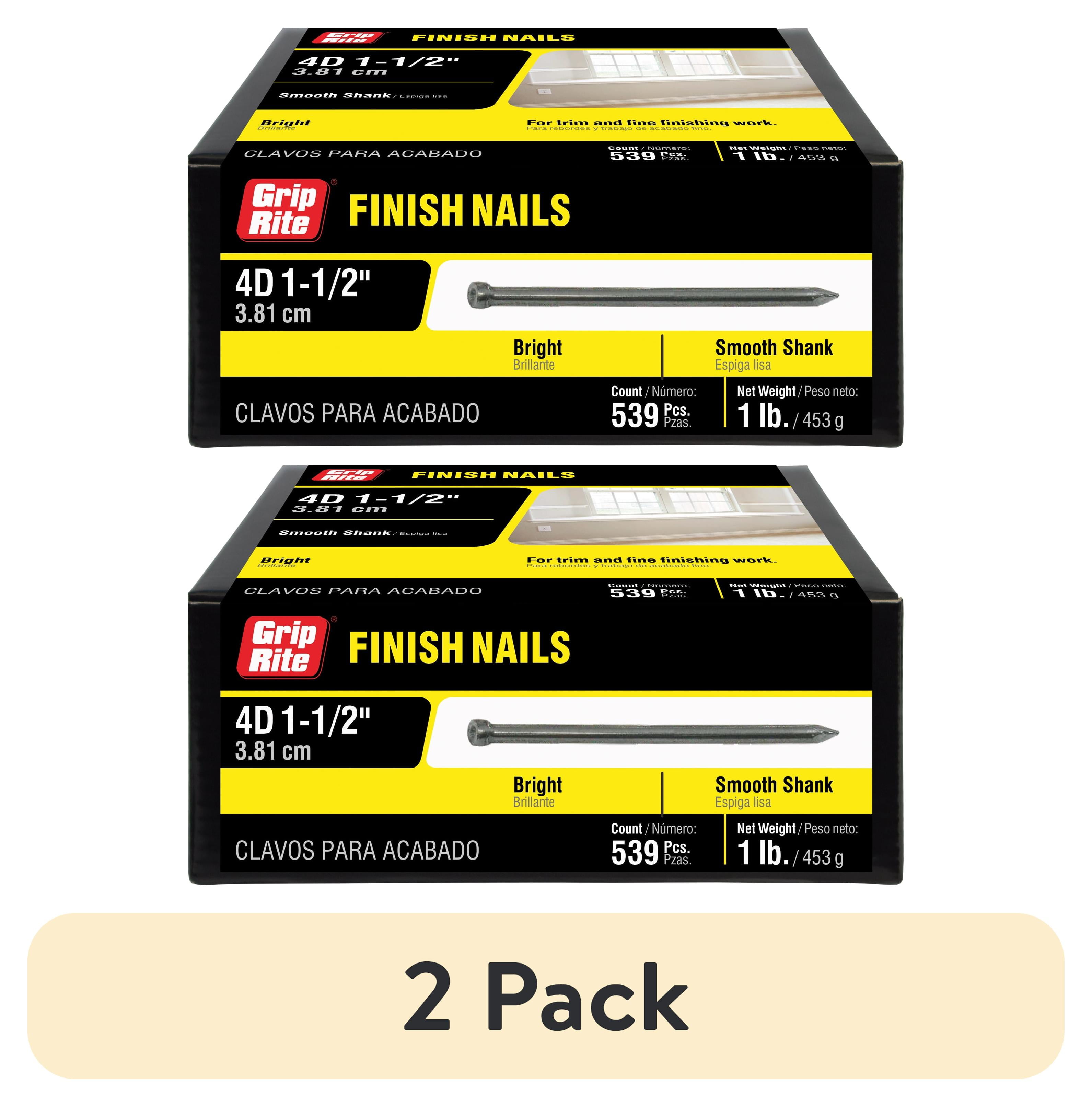 (2 pack) Grip-Rite 1-1/2-in 15-Gauge Yellow Zinc Steel Finish Nails 1lb ...