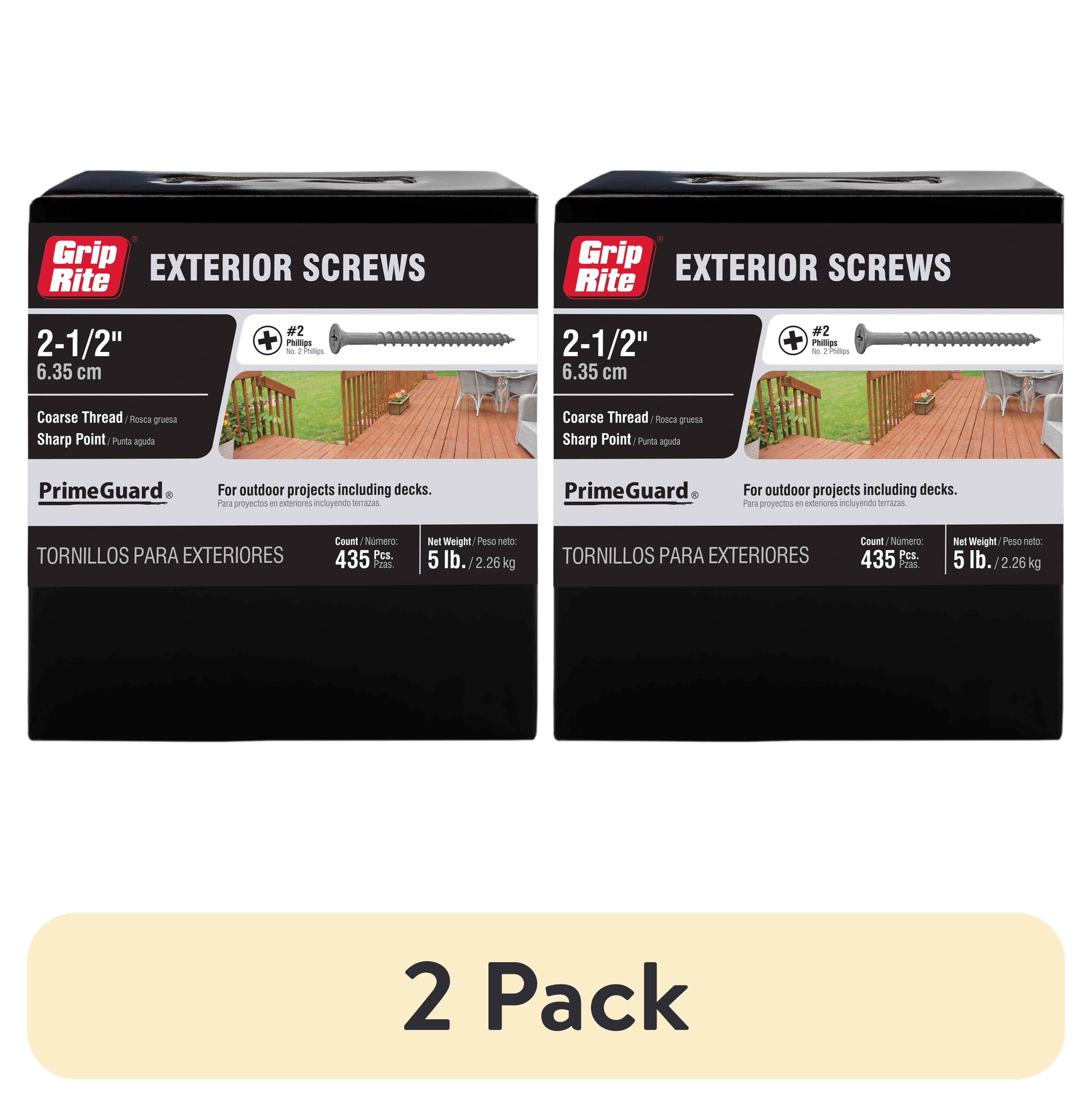 (2 pack) Grip-Rite PrimeGuard Ten #8 x 2-1/2 in. Wood to Wood Deck ...