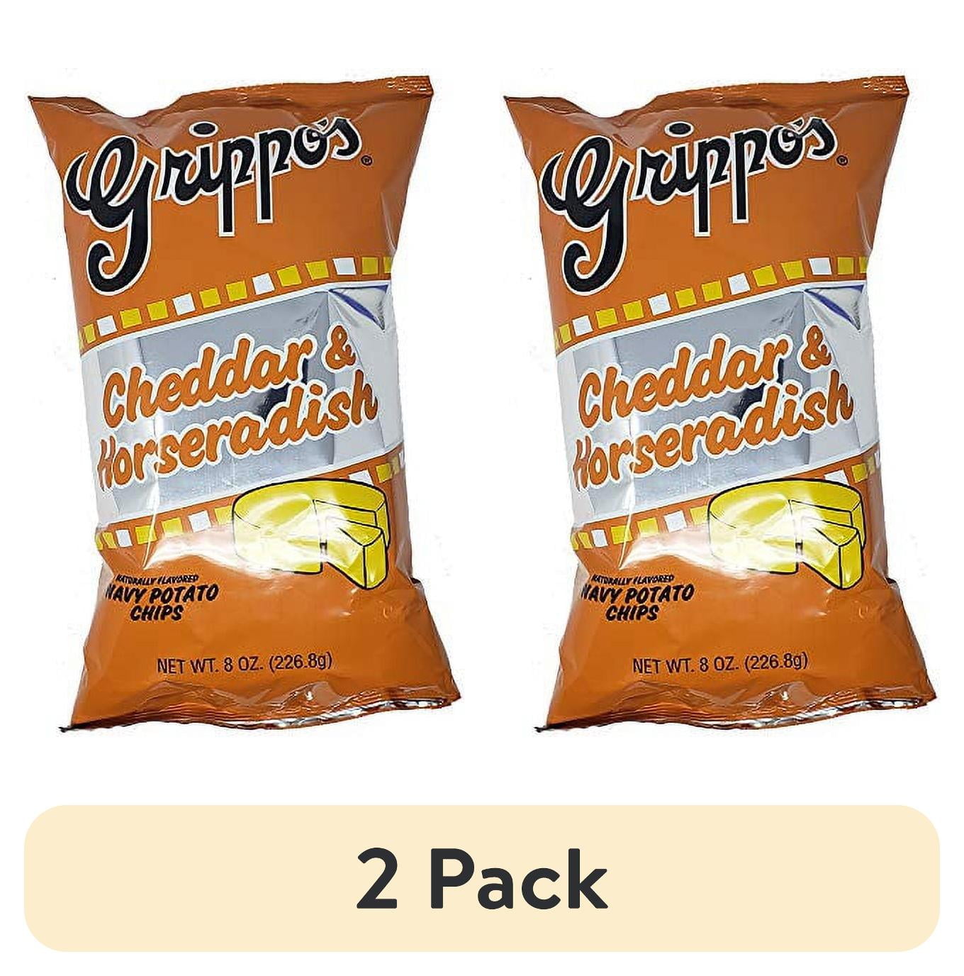 (2 pack) Grippo's Cheddar & Horseradish Wavy Potato Chips 8oz Bags 12ct ...