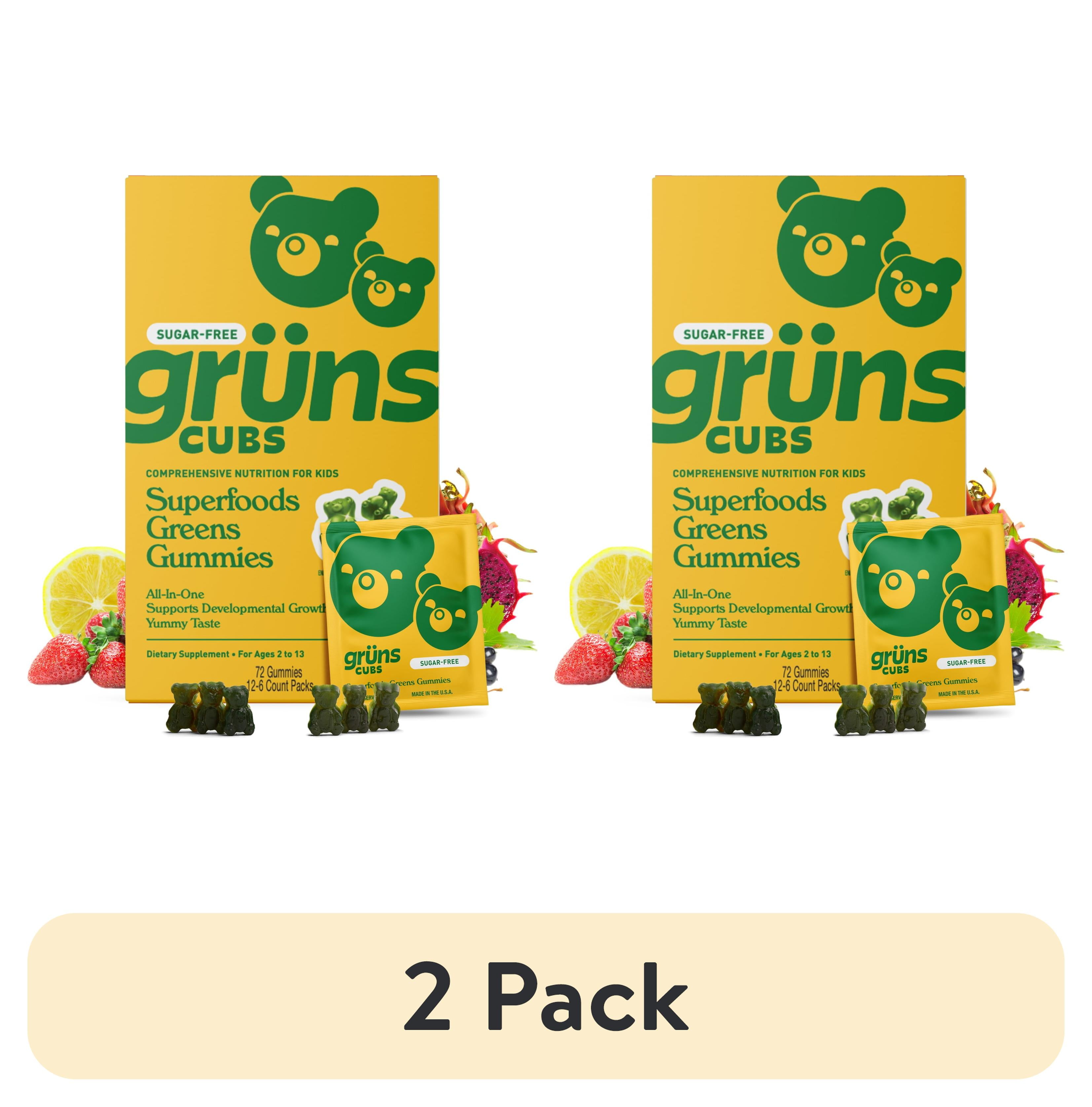 (2 pack) Gruns Kids Vitamin Sugar-Free Super Greens Gummies, Made with ...