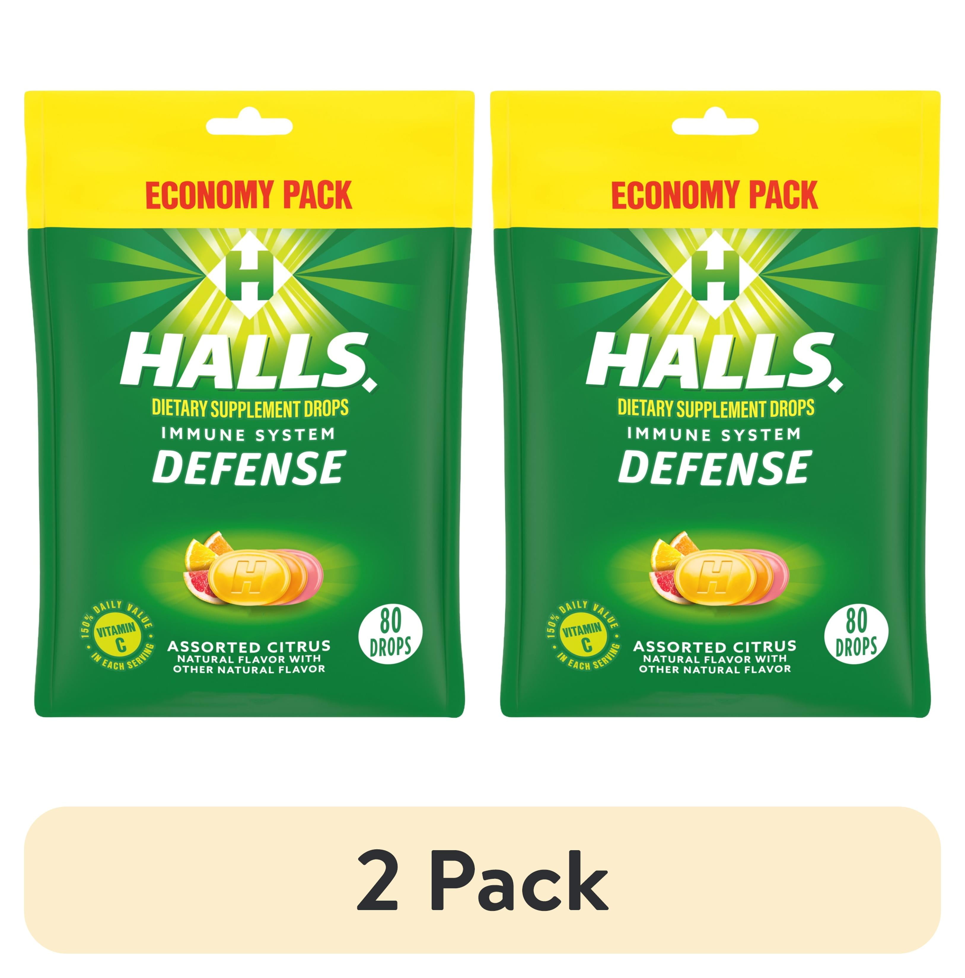 (2 pack) HALLS Defense Assorted Citrus Vitamin C Drops, Economy Pack ...
