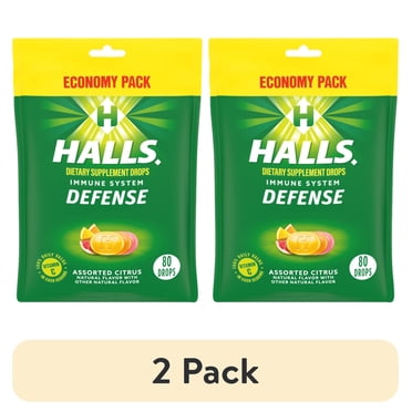 Halls Defense Supplement Drops, 30 Ct, Assorted Citrus, 100% Daily ...