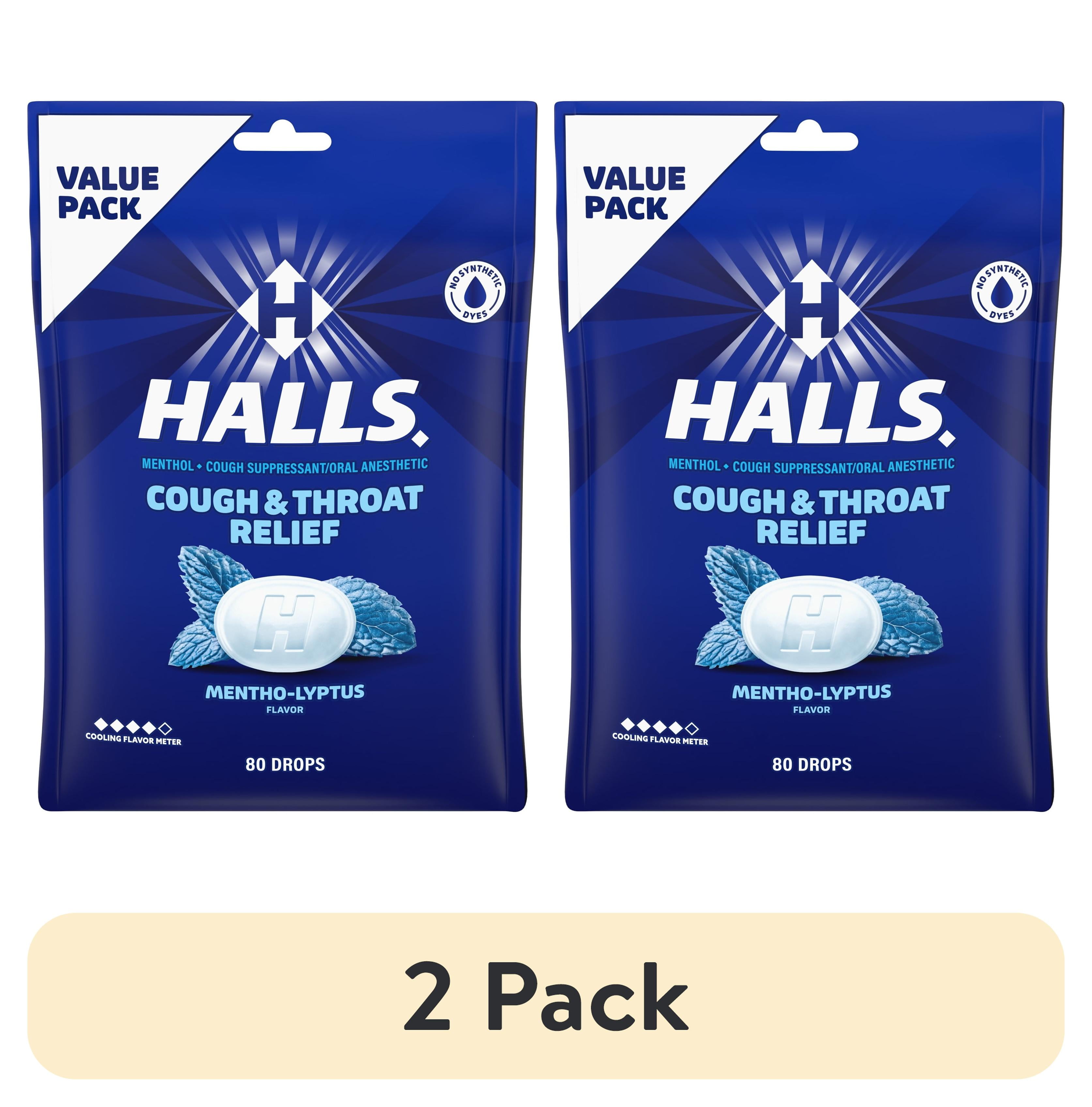 (2 pack) HALLS Cough and Throat Relief Mentho-Lyptus Cough Drops, Value ...