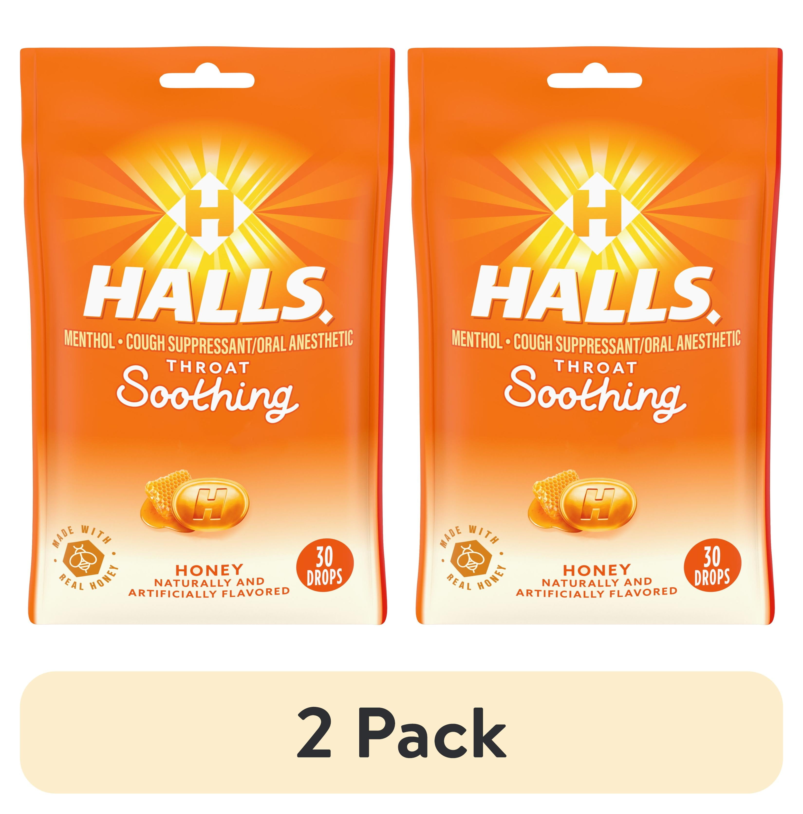 (2 pack) HALLS Throat Soothing Honey Cough Drops, 30 Drops - Walmart.com