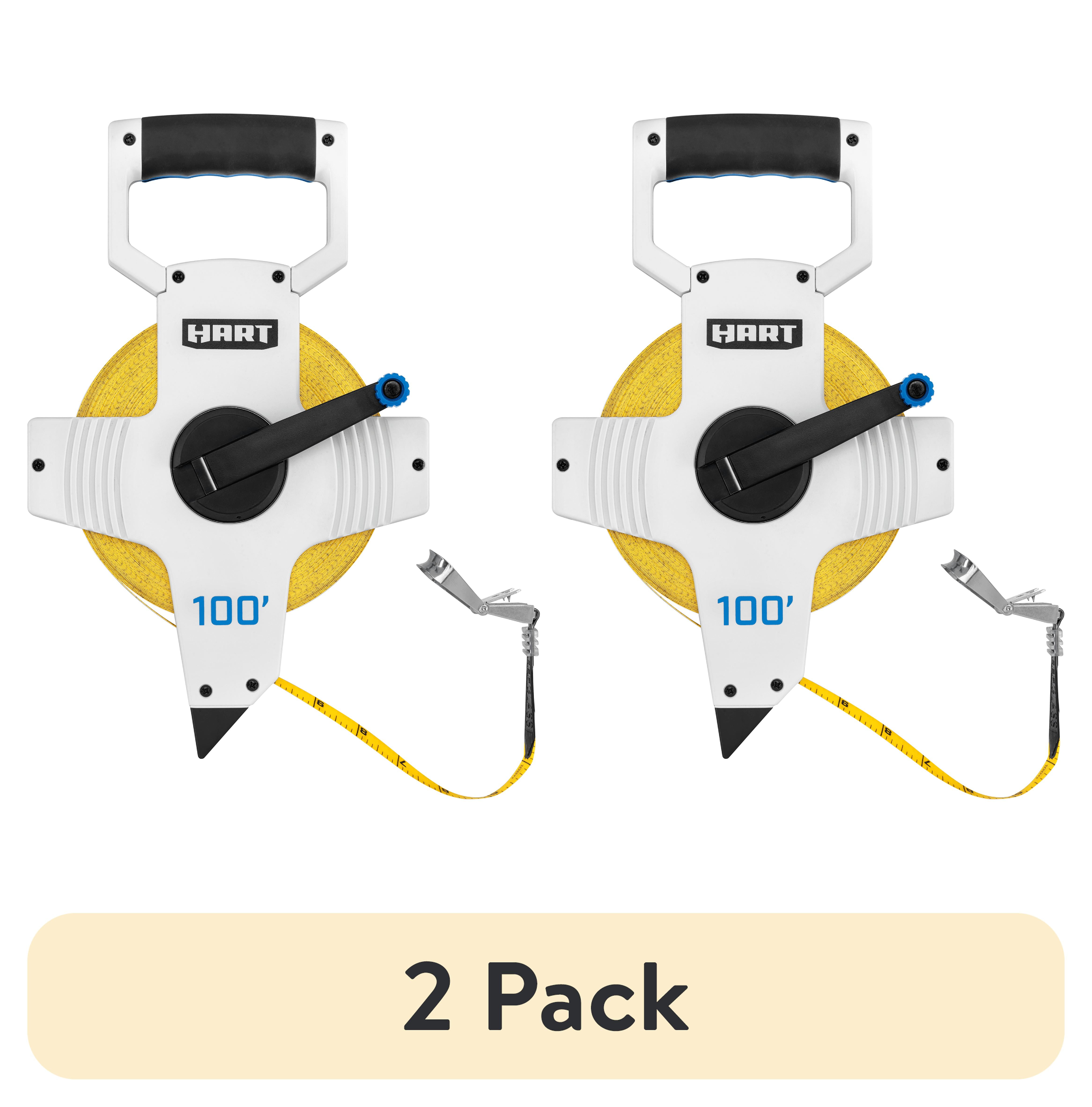 (2 pack) HART 100-Foot Long Open Reel Tape Measure with Ground Stake ...