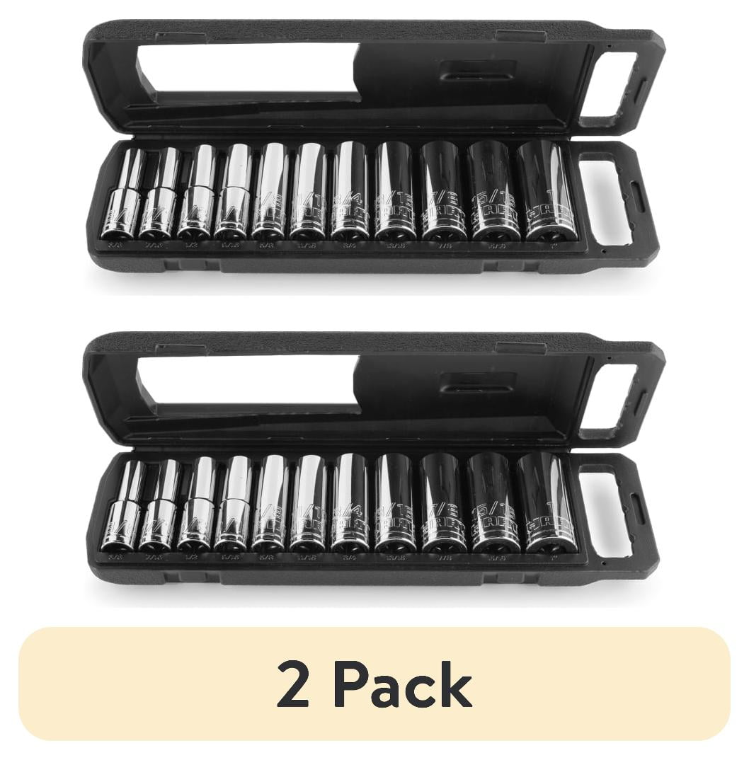 (2 pack) HART 11-Piece 1/2" Drive Deep SAE Socket Set, with Storage ...