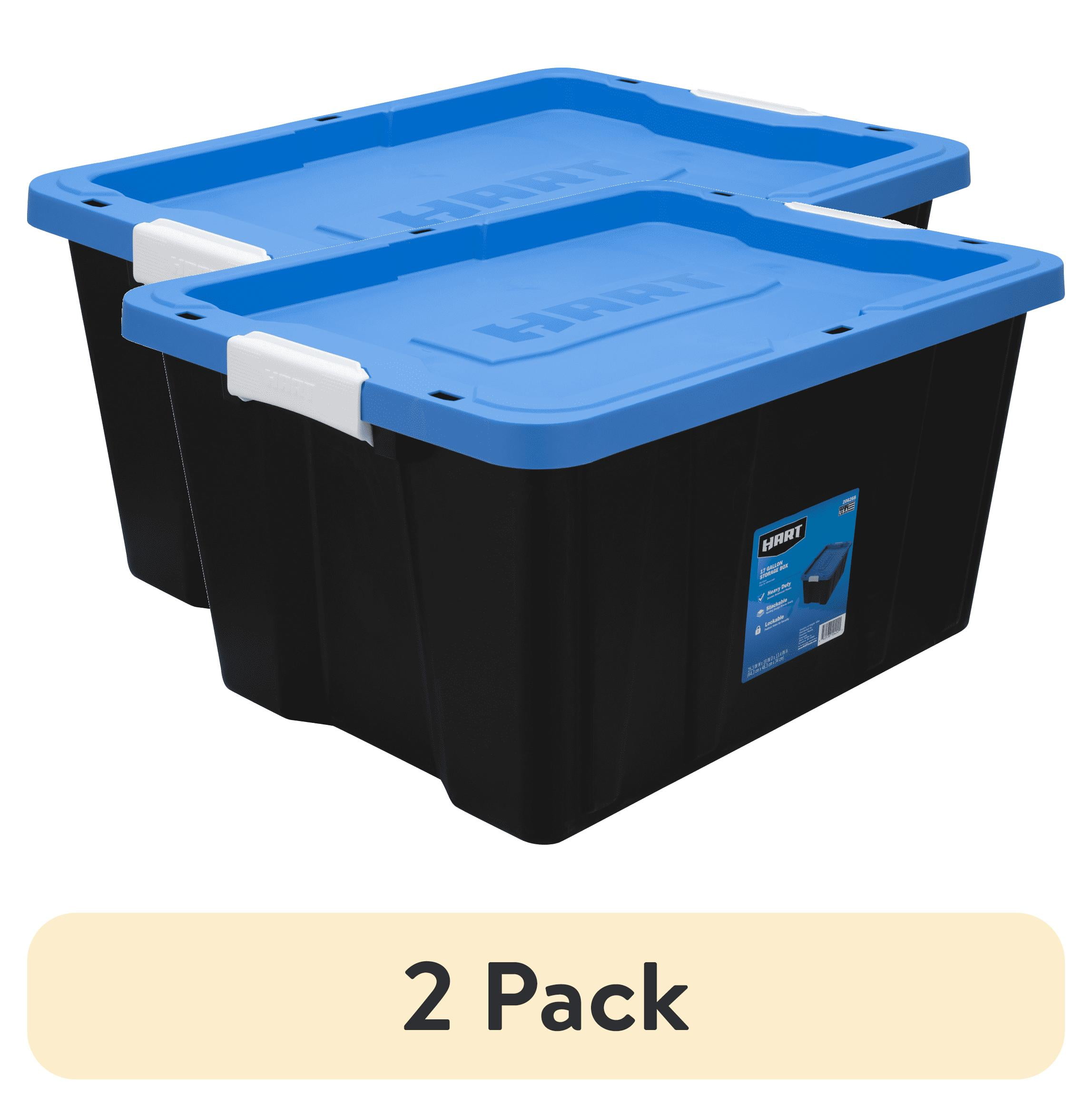 (2 pack) HART 17 Gallon Heavy Duty Stackable Latching Plastic Storage ...