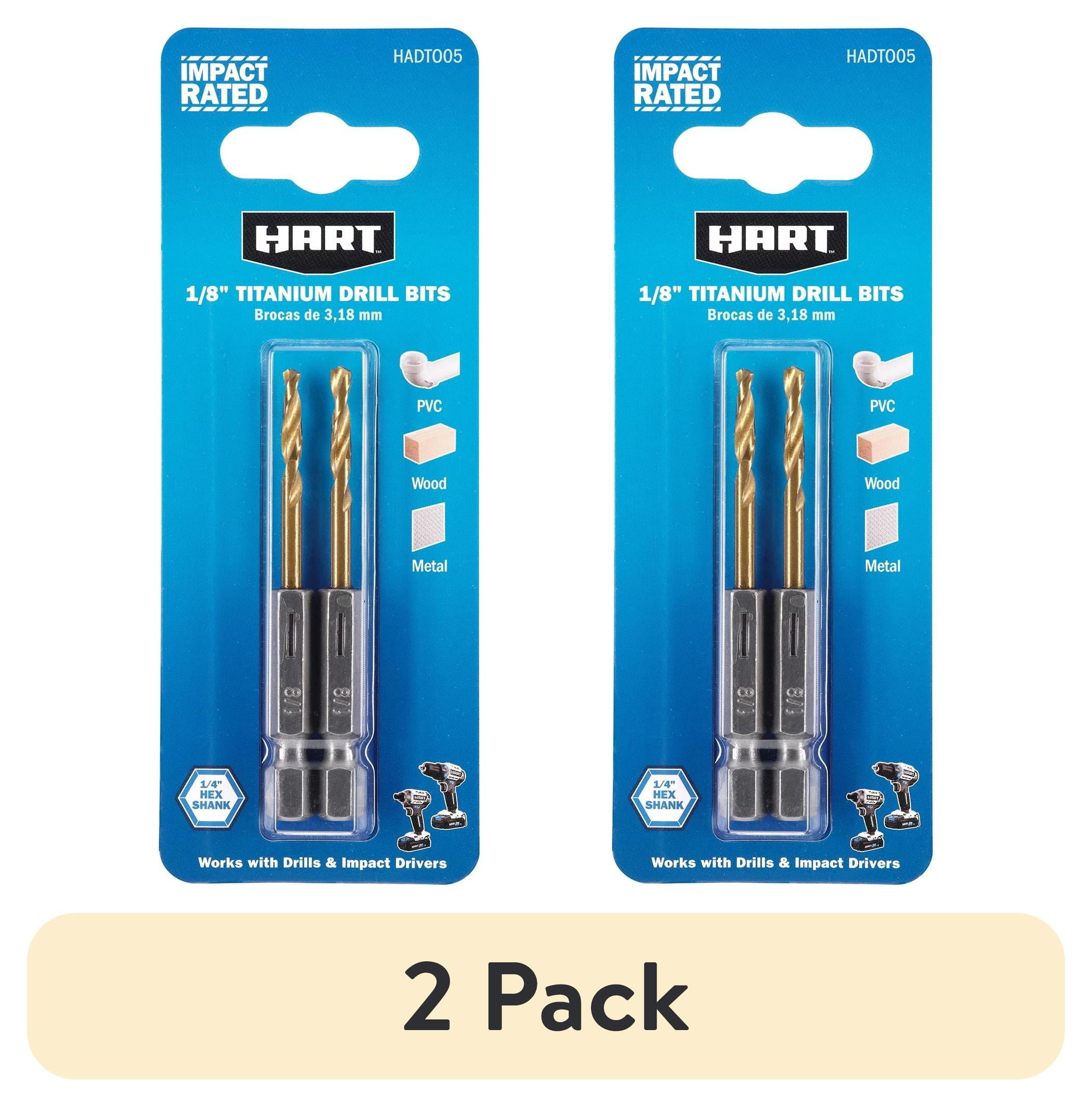 (2 pack) HART 2-Piece 1/8" Hex Shank Titanium Drill Bit Set - Walmart.com
