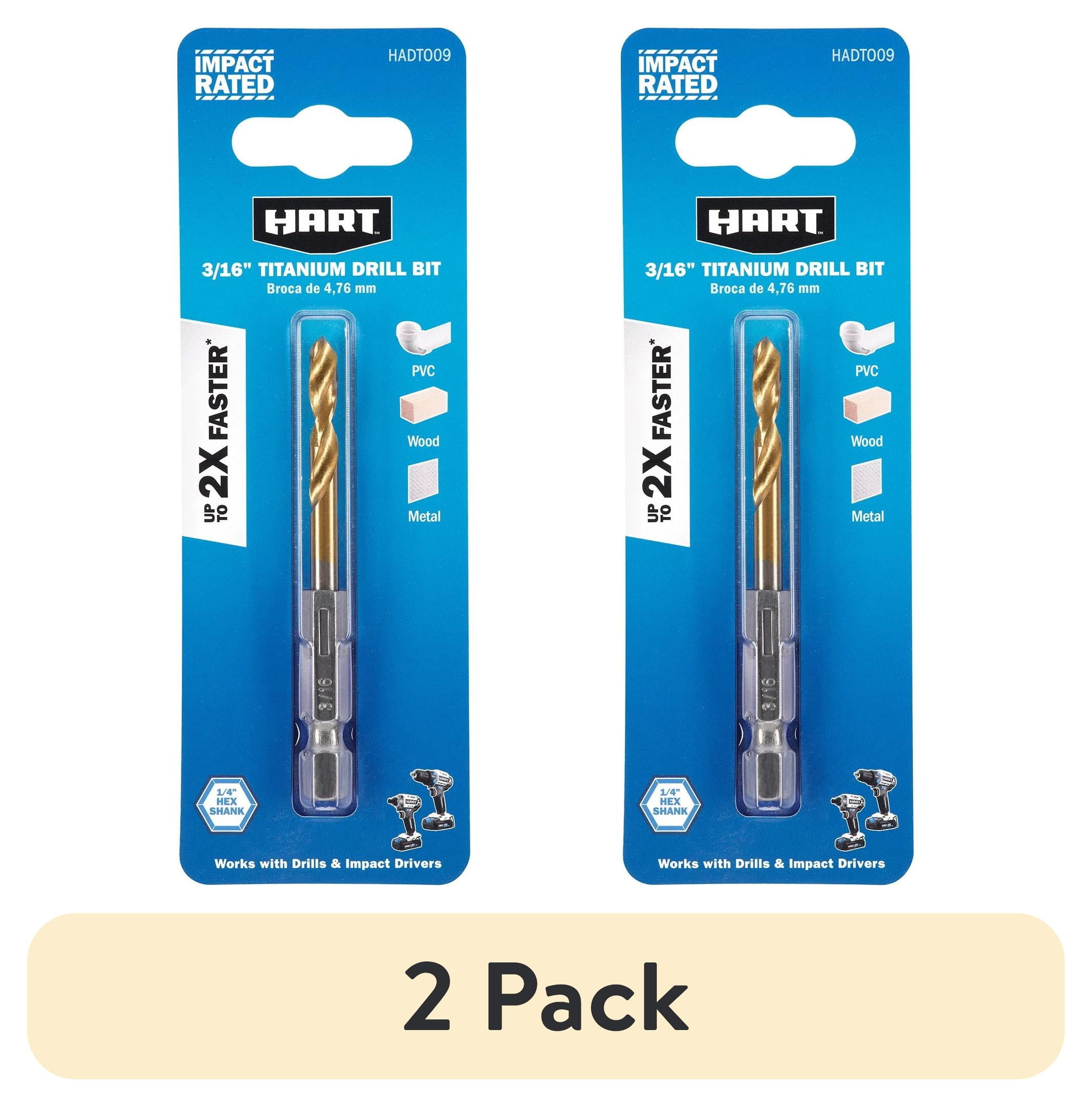 (2 pack) HART 3/16-inch Hex Shank Titanium Drill Bit Set - Walmart.com
