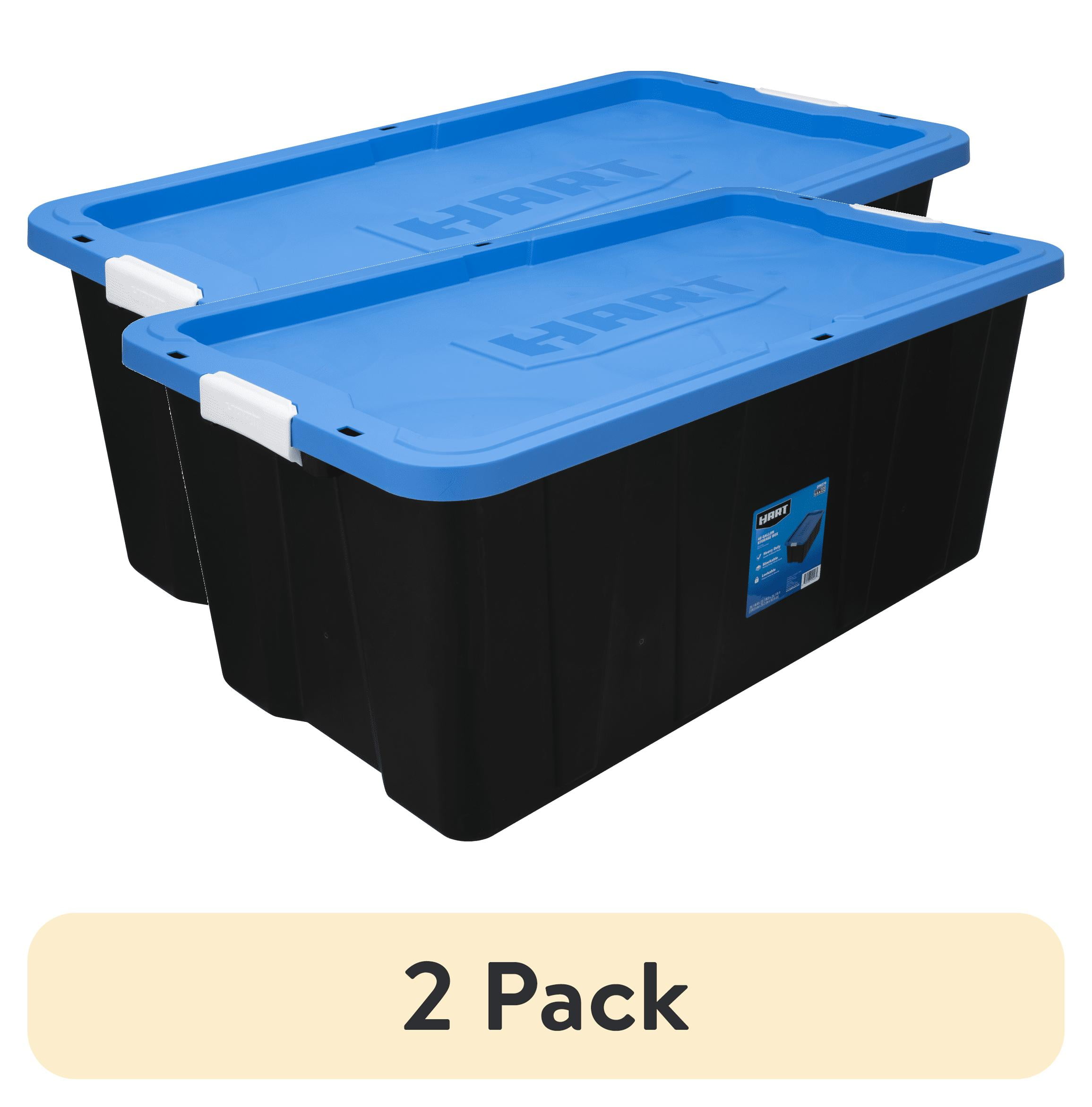 (2 pack) HART 40 Gallon Latching Plastic Storage Bin Container, Black ...