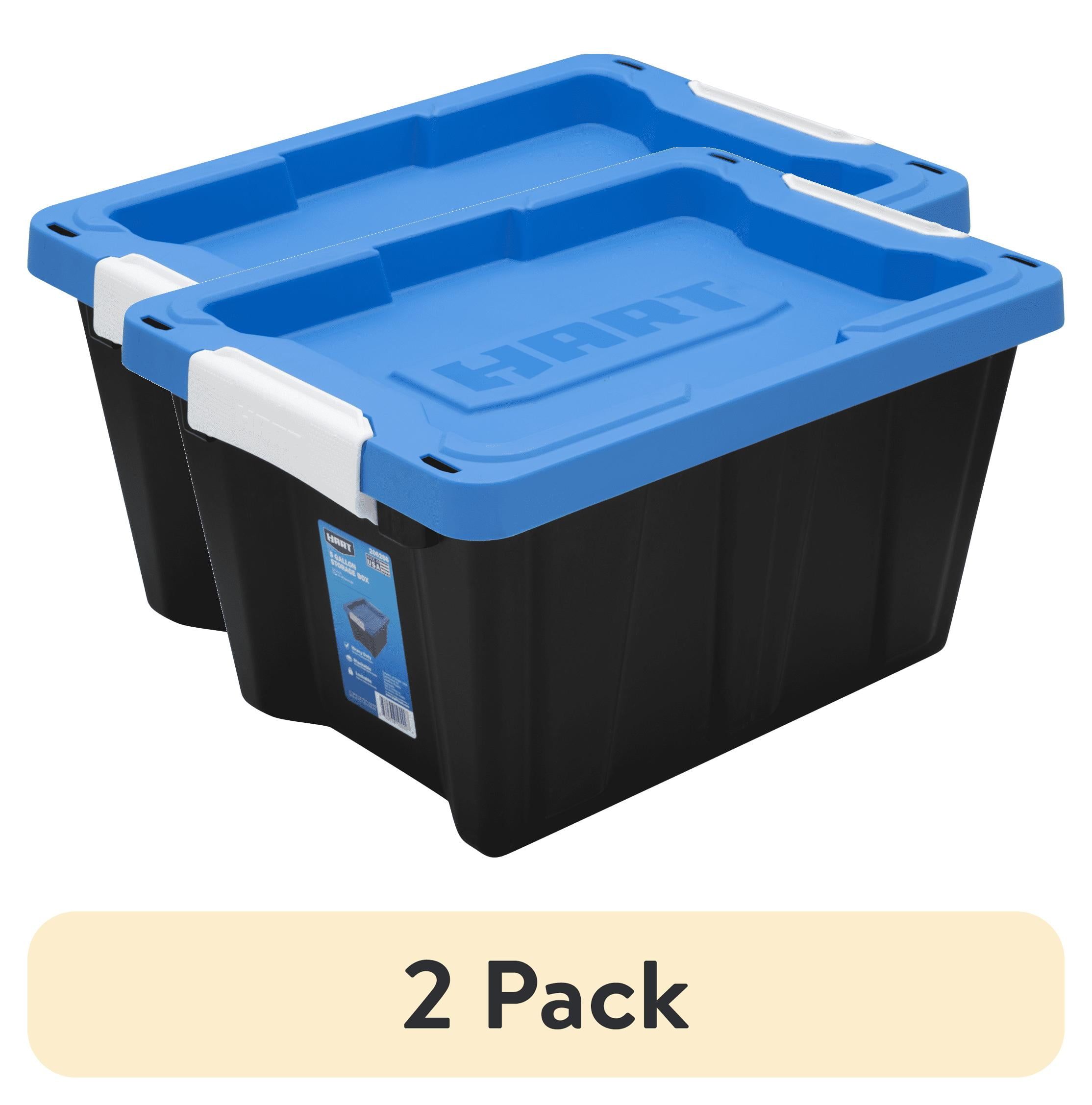 (2 pack) HART 5 Gallon Latching Plastic Storage Bin Container, Black ...