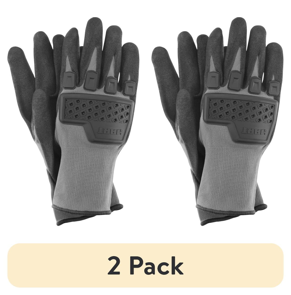 (2 pack) HART Dipped Impact Safety Workwear Gloves, Gray/Black, Adult ...