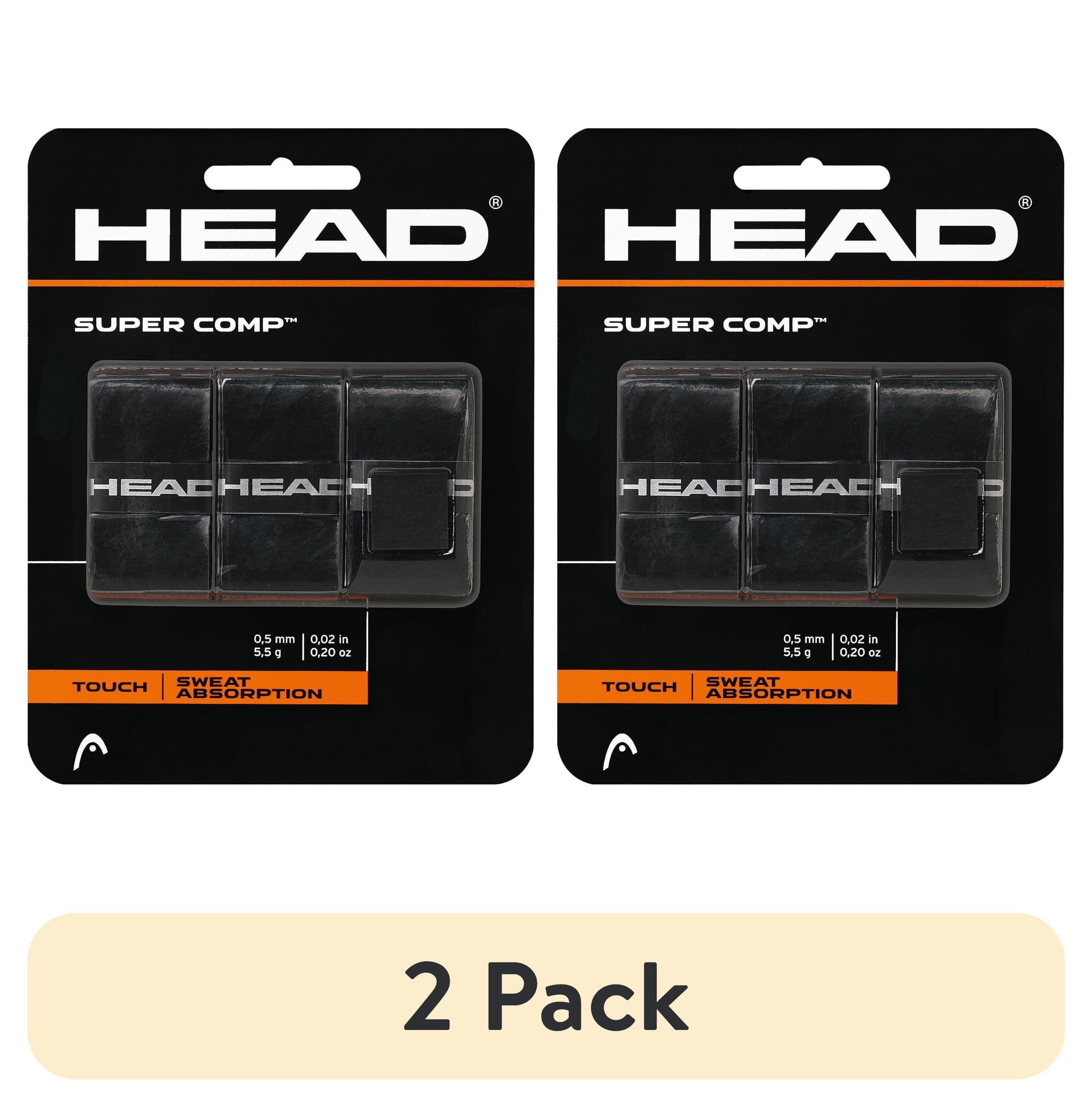 (2 pack) HEAD Super Comp Racquet Overgrip - 3-Pack with Tape, Black ...