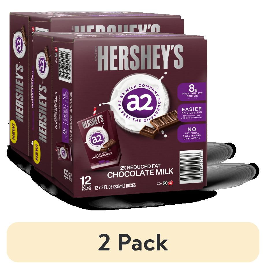 (2 pack) HERSHEY’S a2 Milk® Chocolate 2% Reduced Fat Milk Boxes, 8 oz ...