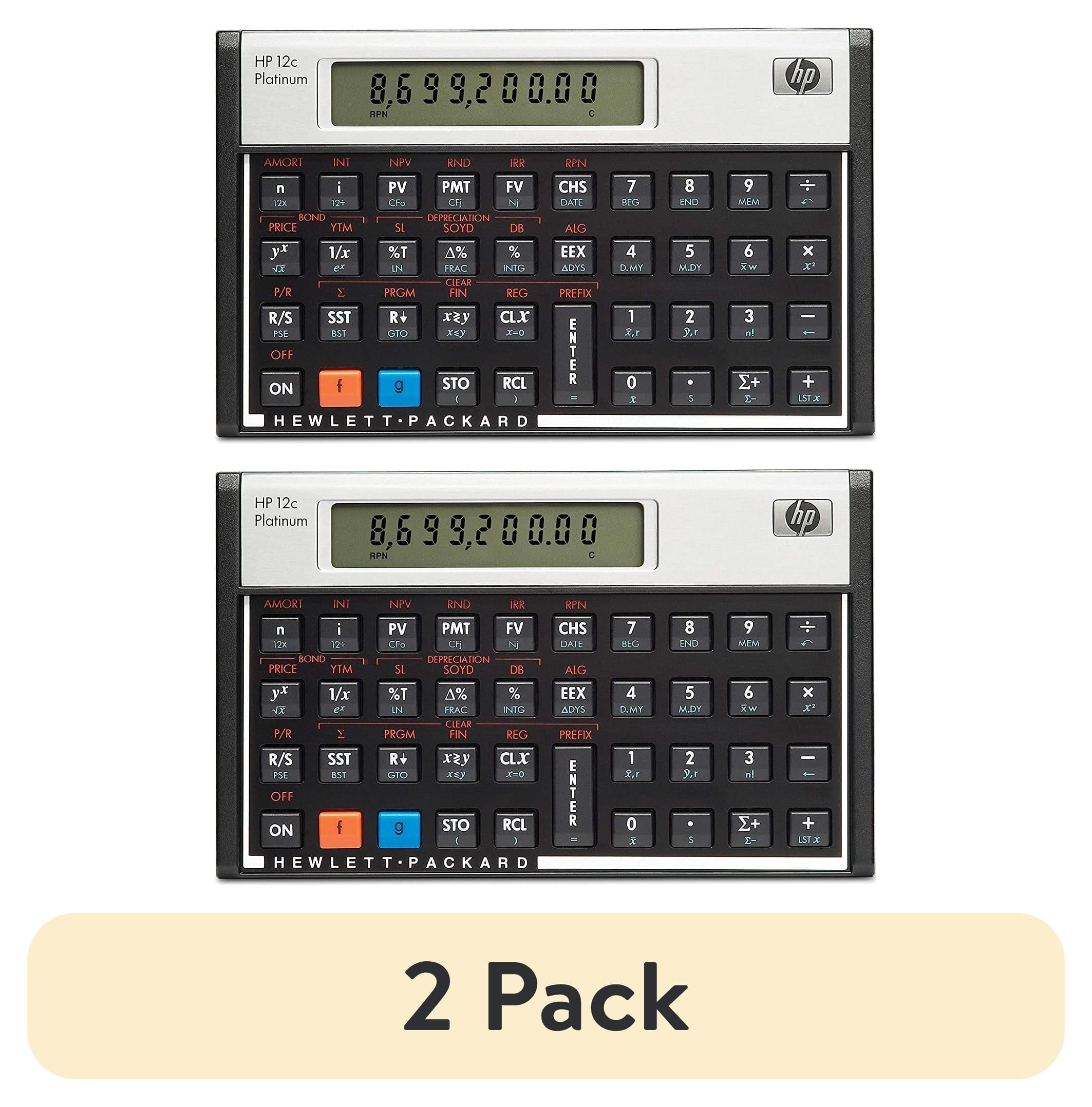 (2 pack) HP 12C Platinum - Financial Calculator - Battery - Silver ...