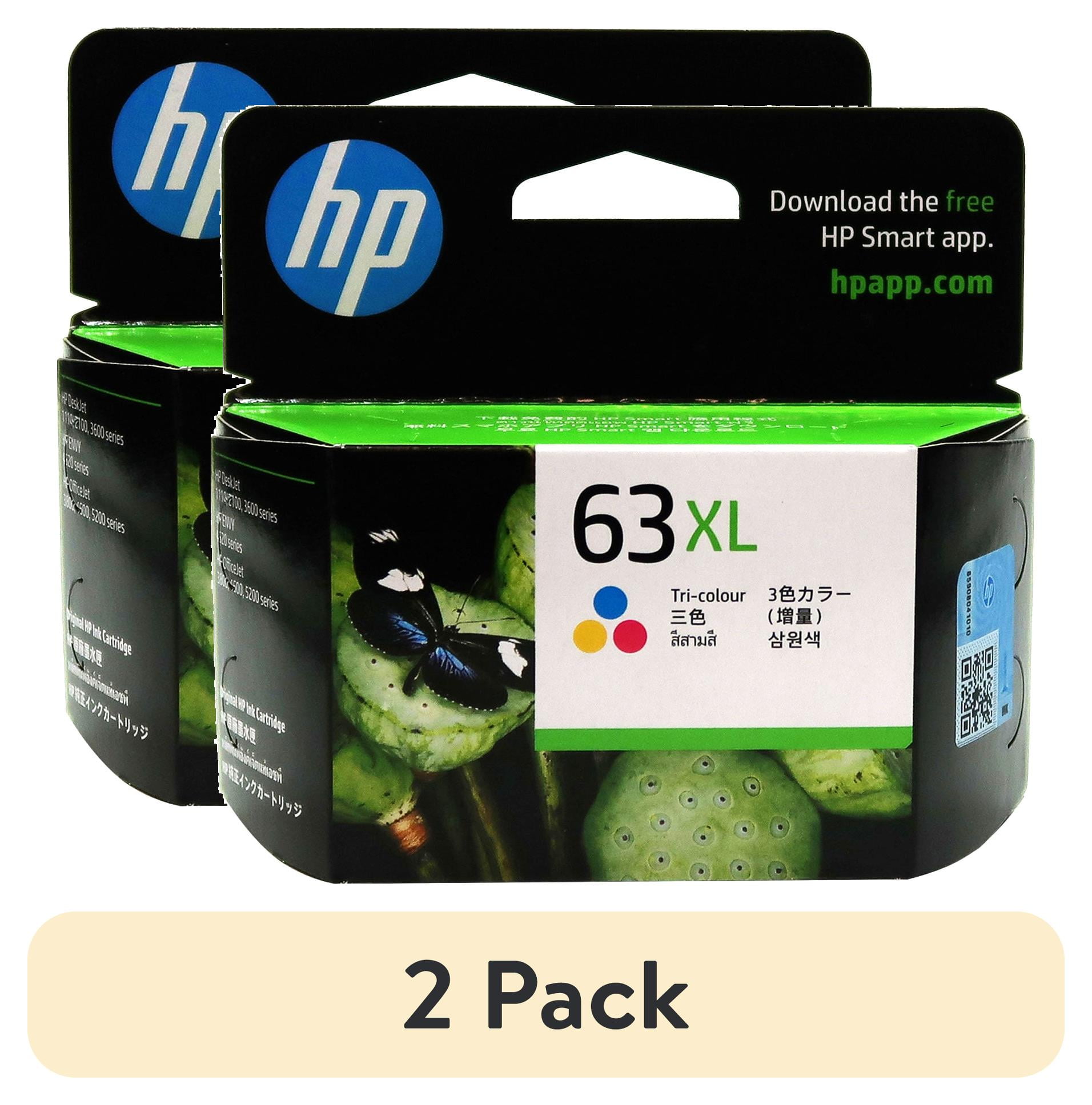(2 pack) HP 63XL High Yield Tri-color Original Ink Cartridge - 300 Pages (F6U63AA) - Walmart.com