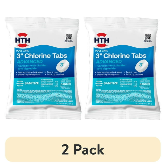 (2 pack) HTH Pool Care 3" Chlorine Tablet Advanced for Swimming Pools ...