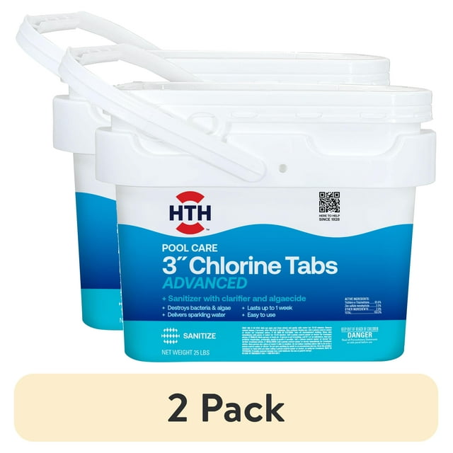 (2 pack) HTH Pool Care 3" Chlorine Tablets Advanced for Swimming Pools ...