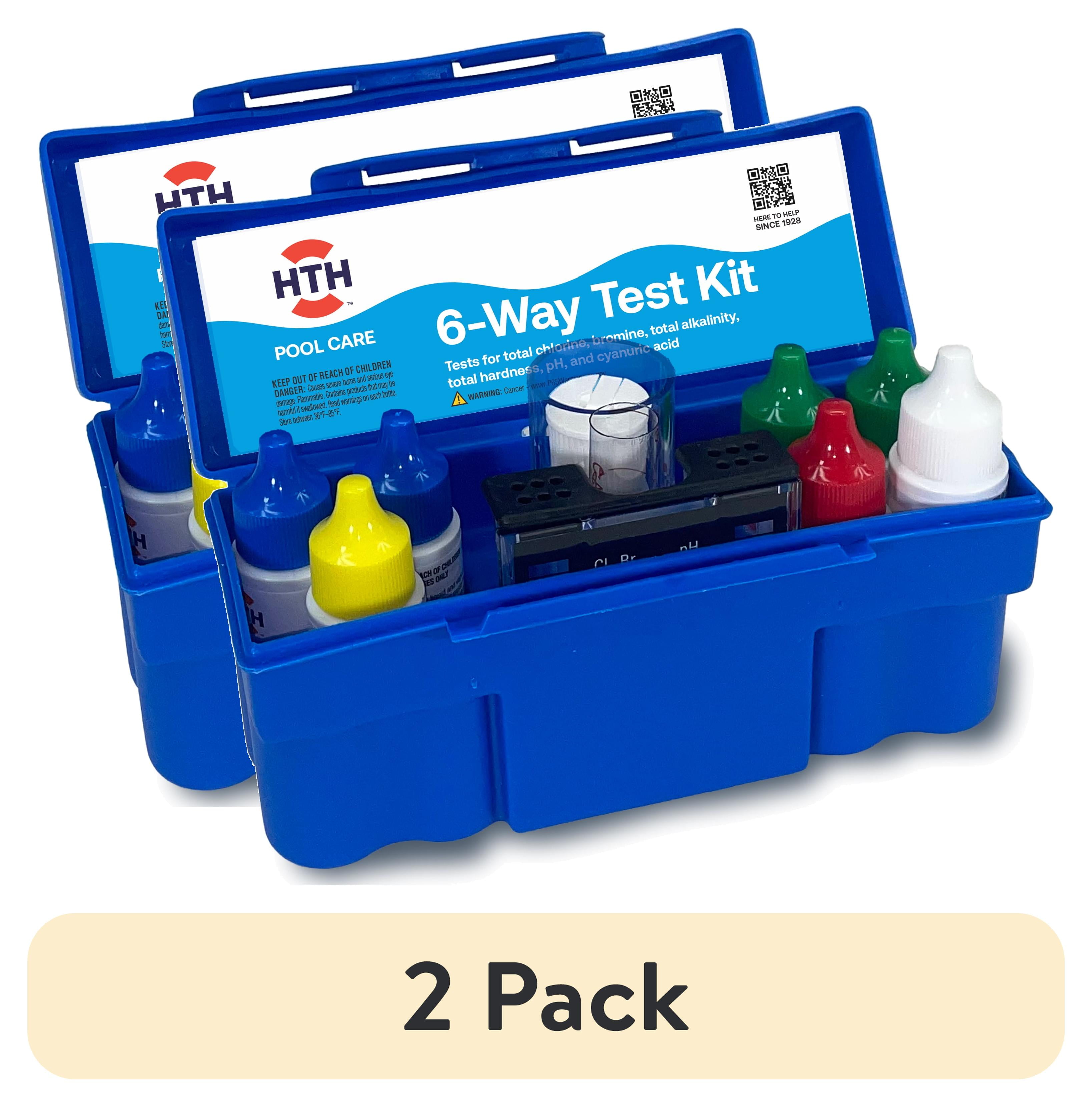 (2 pack) HTH Pool Care 6-Way Test Kit for Swimming Pools, 100 Tests ...