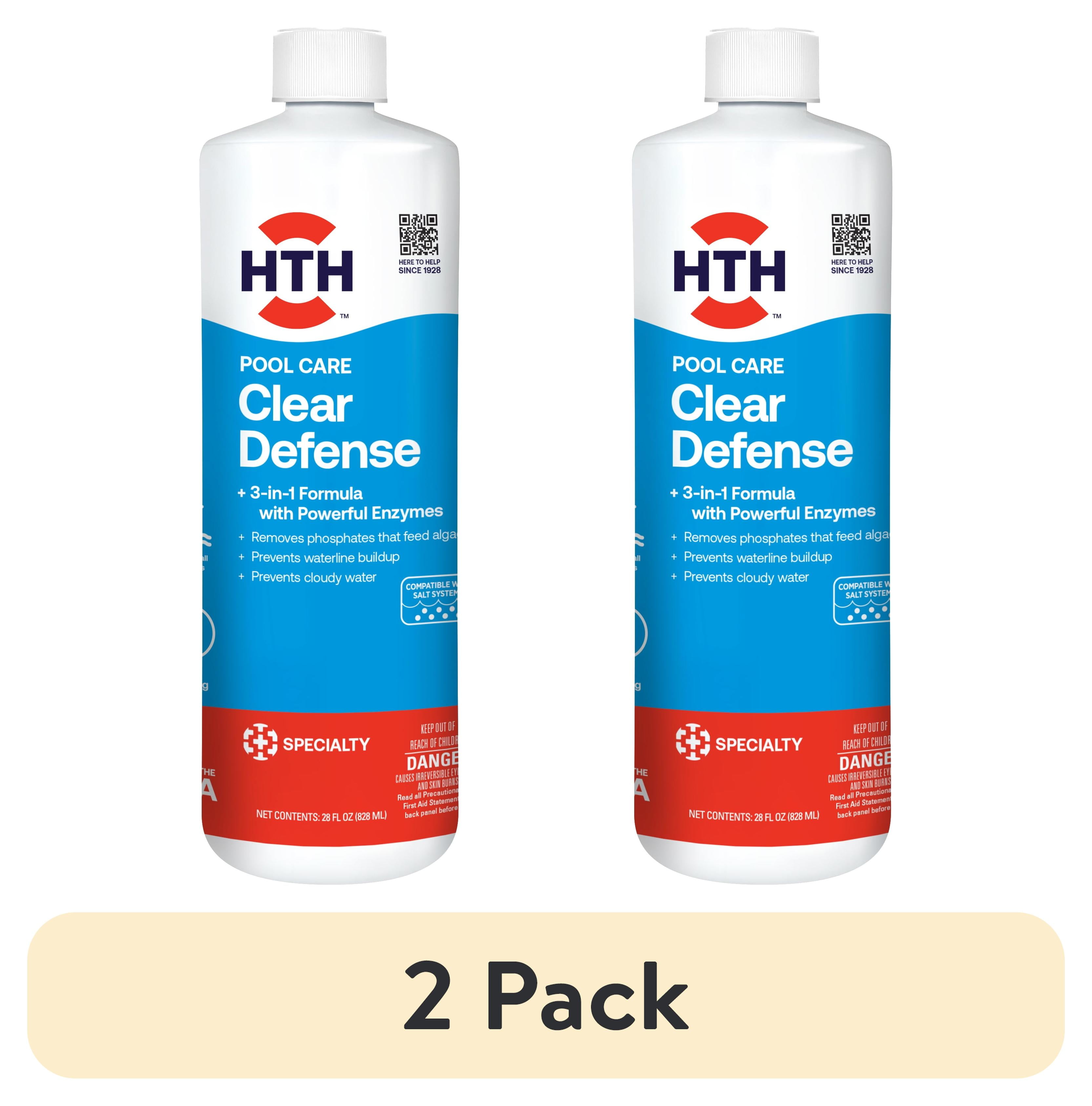(2 pack) HTH Pool Care Clear Defense for Swimming Pools, Liquid, 28 oz ...