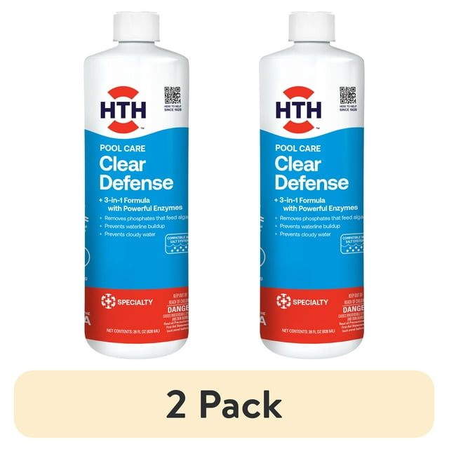 (2 pack) HTH Pool Care Clear Defense for Swimming Pools, Liquid, 28 oz ...