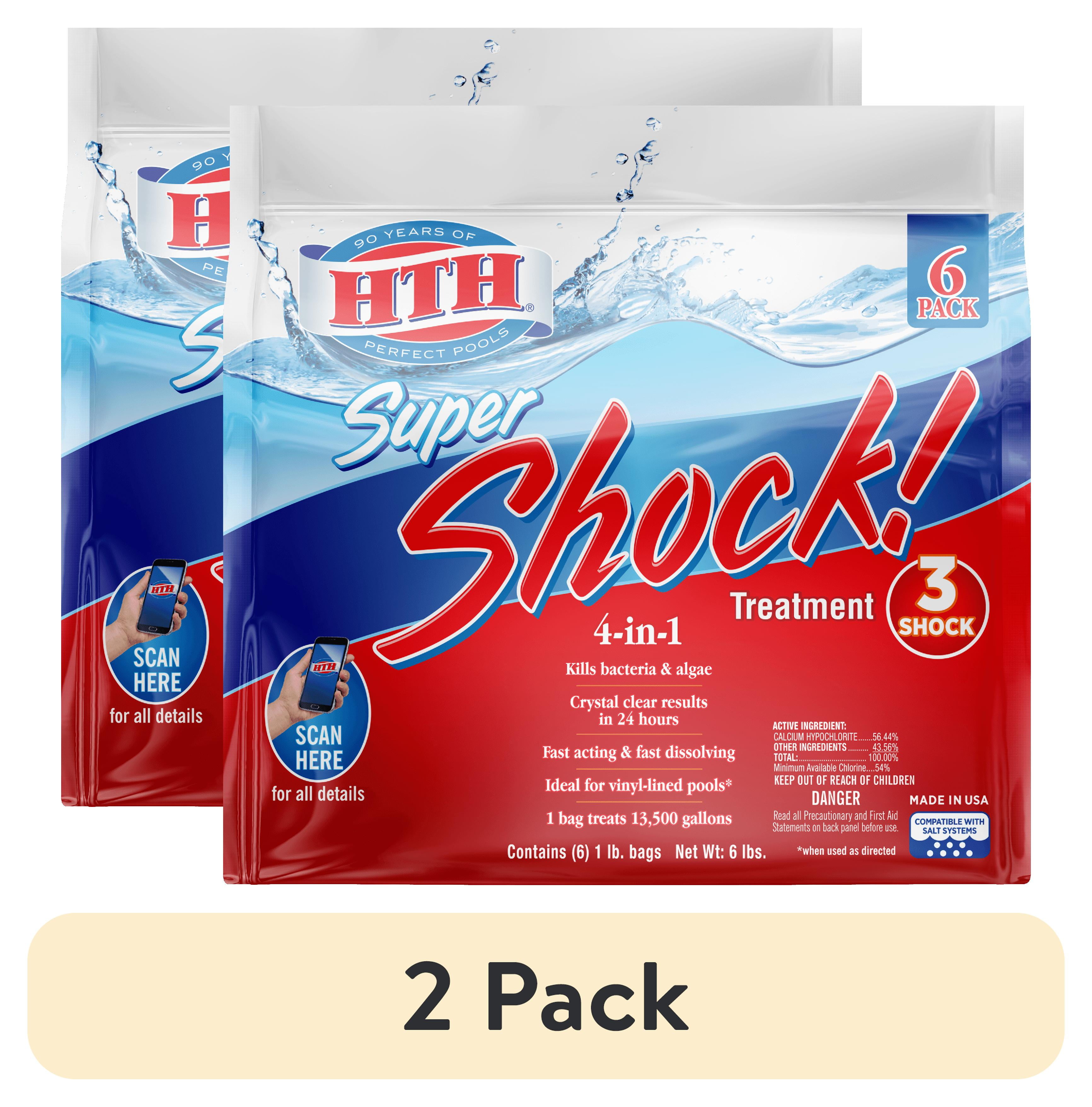 (2 pack) HTH Super Shock Pool Shock Treatment, 1 lb Granule Bags, 6 ct ...