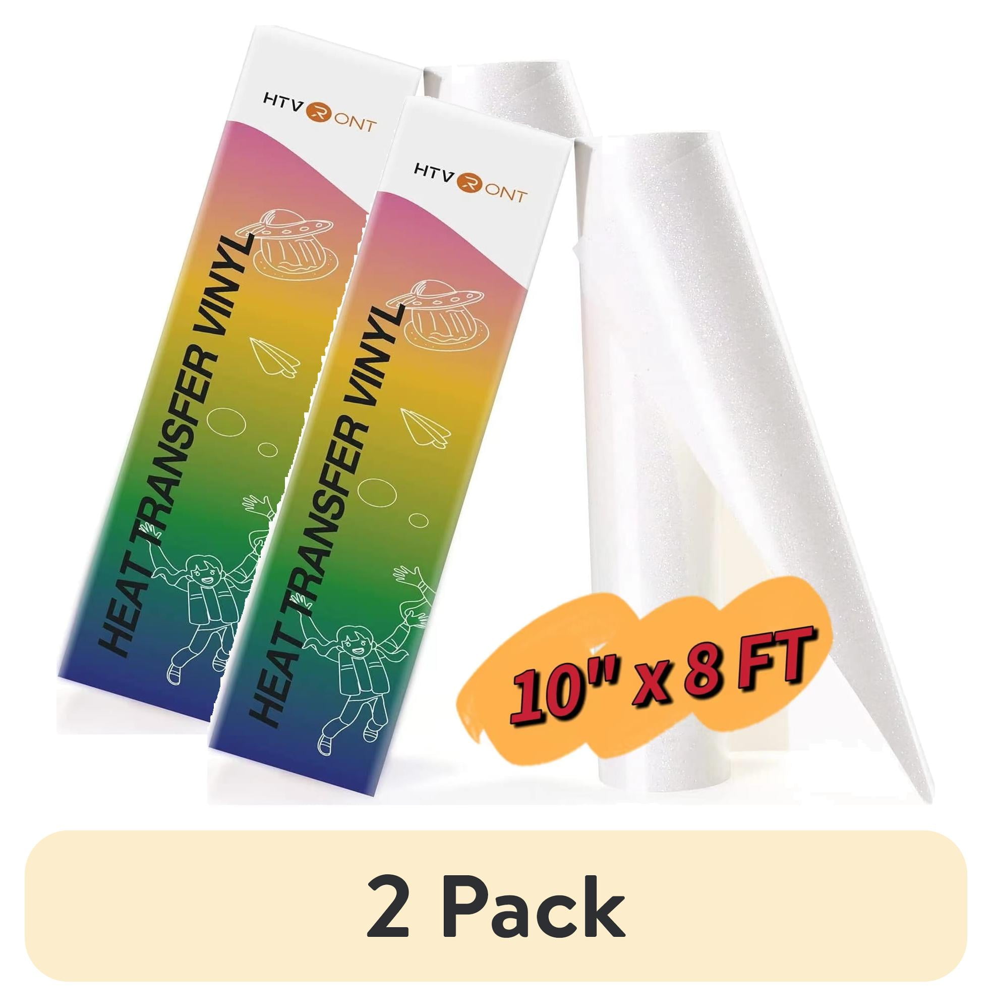 (2 pack) HTVRONT 10" x 8 FT Rainbow White Glitter Heat Transfer Vinyl ...