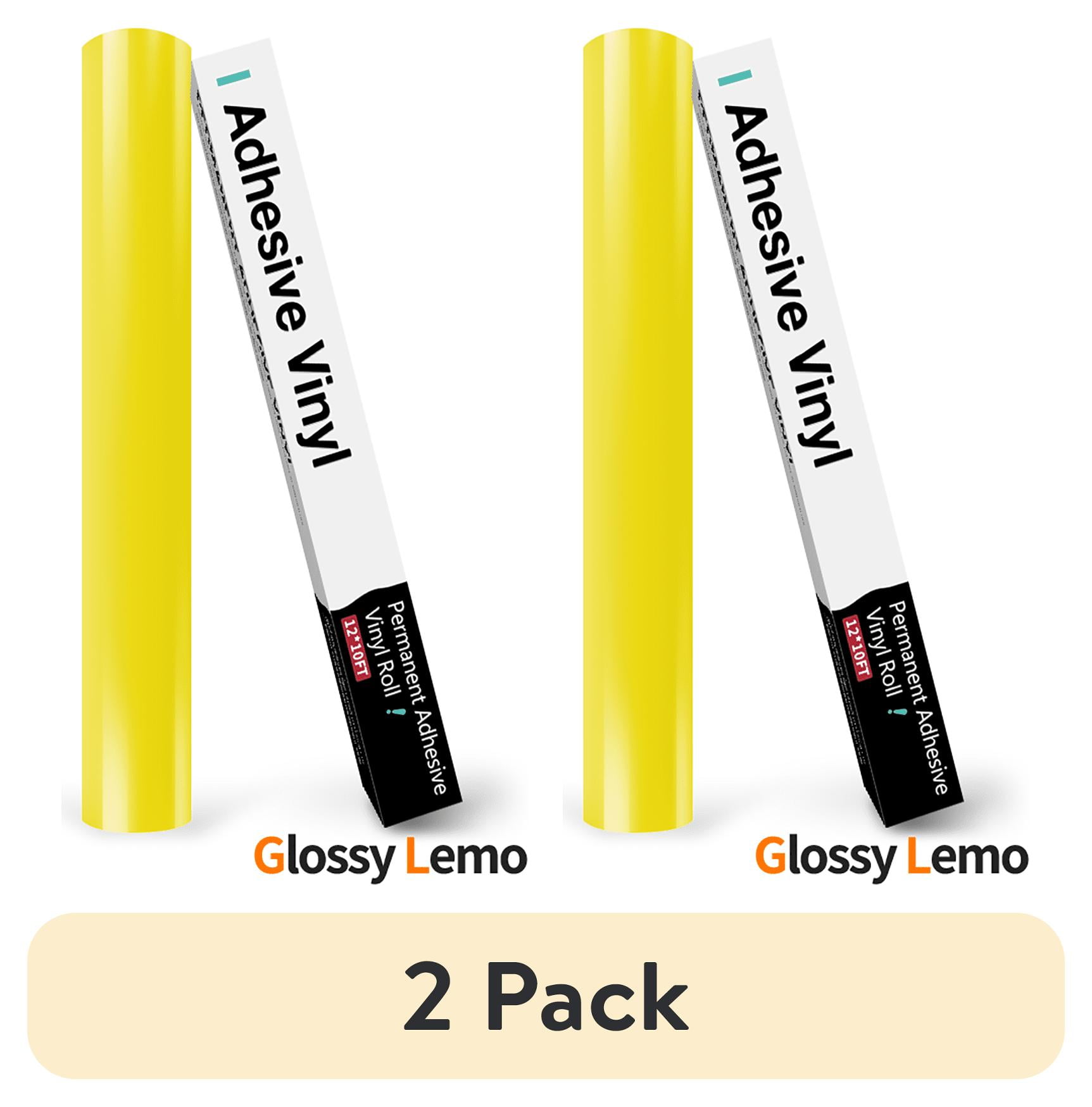 (2 pack) HTVRONT 12" x 10FT Glossy Lemon Yellow Permanent Adhesive ...