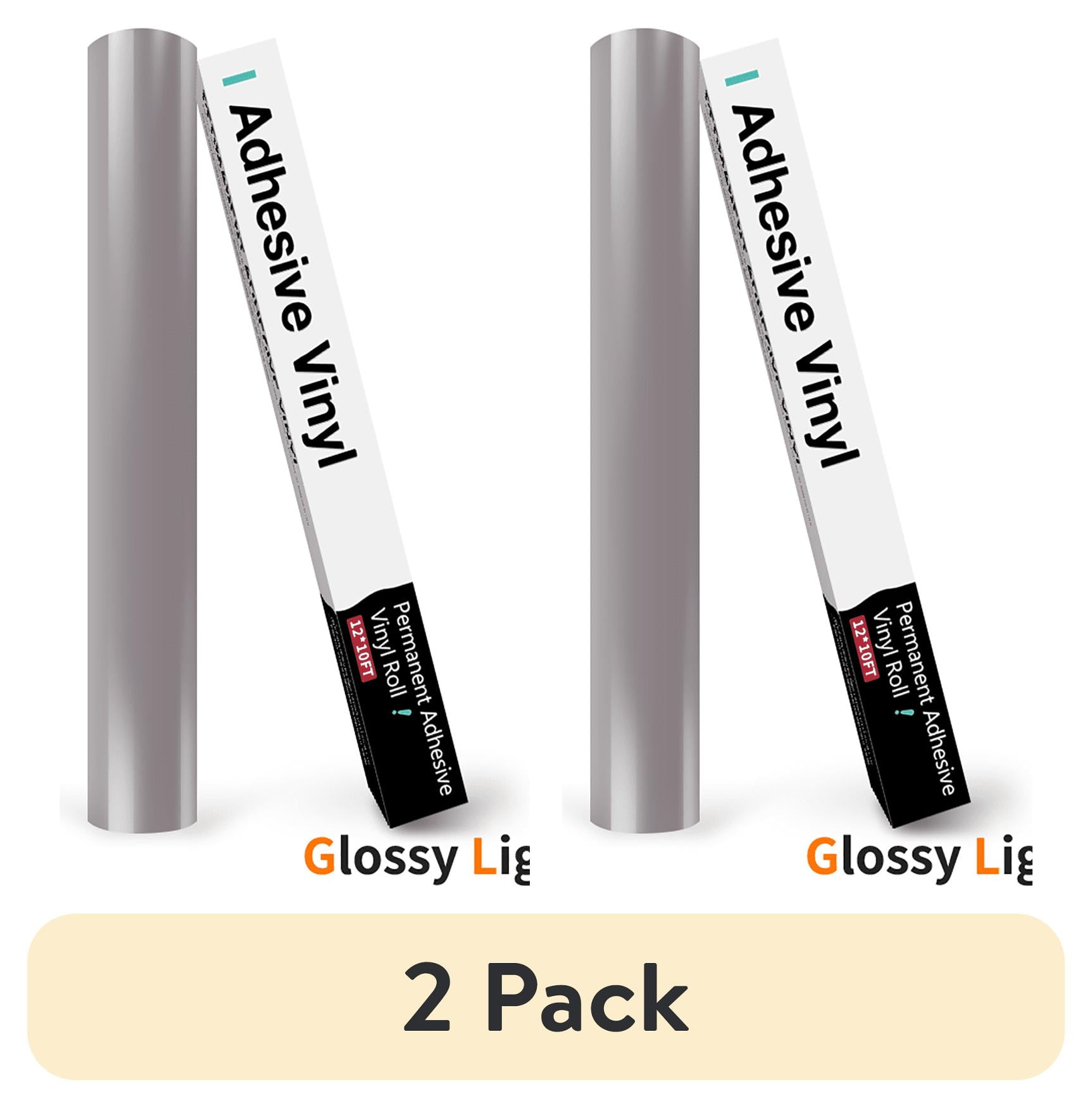 (2 pack) HTVRONT 12" x 10FT Glossy Light Gray Permanent Adhesive Vinyl ...