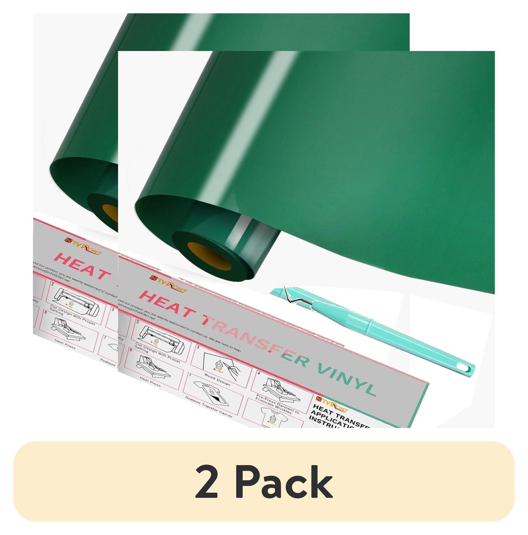 (2 pack) HTVRONT 12" x 25FT Green HTV Vinyl Iron on Heat Transfer Vinyl ...