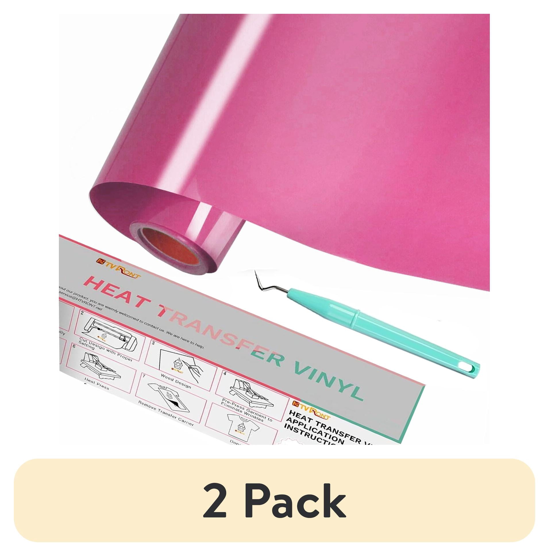 (2 pack) HTVRONT 12" x 25FT Pink HTV Vinyl Iron on Heat Transfer Vinyl ...