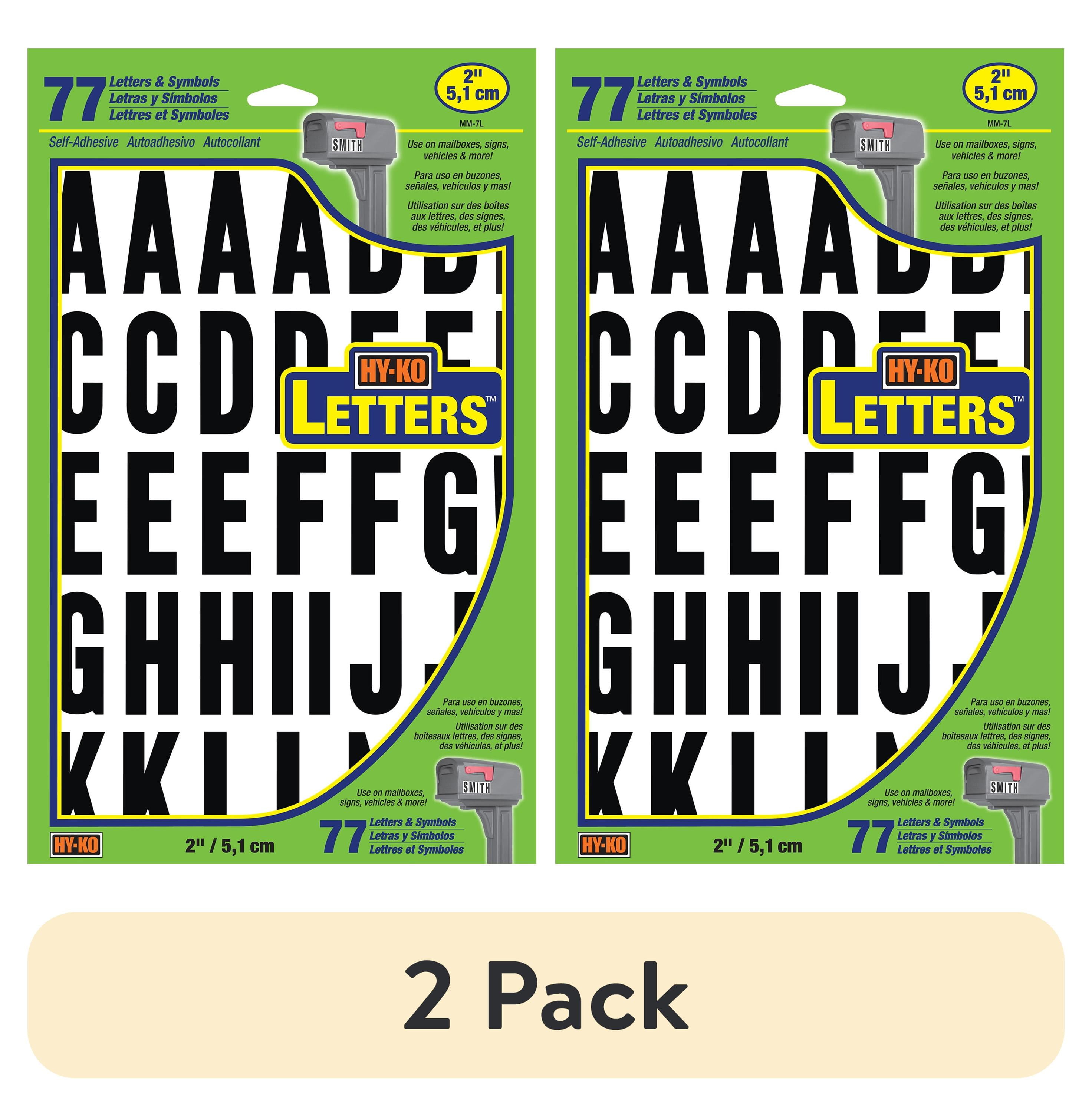 (2 pack) HY-KO 1-3/4" Vinyl Letter Set, Black on White, 77-Piece Self-Stick Adhesive Letters A-Z ...