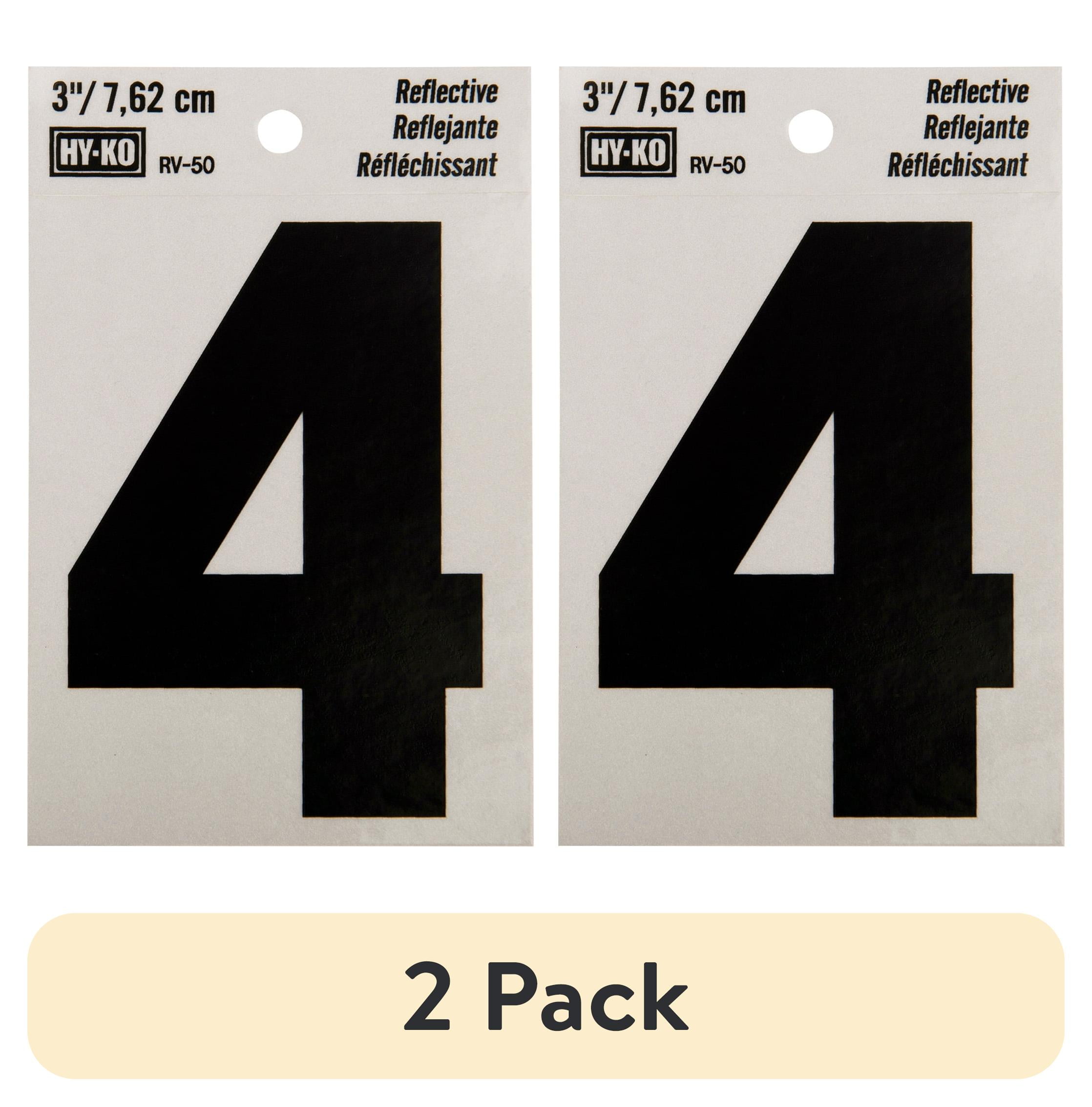 (2 pack) HY-KO 3" Reflective Vinyl Number 4 - Walmart.com